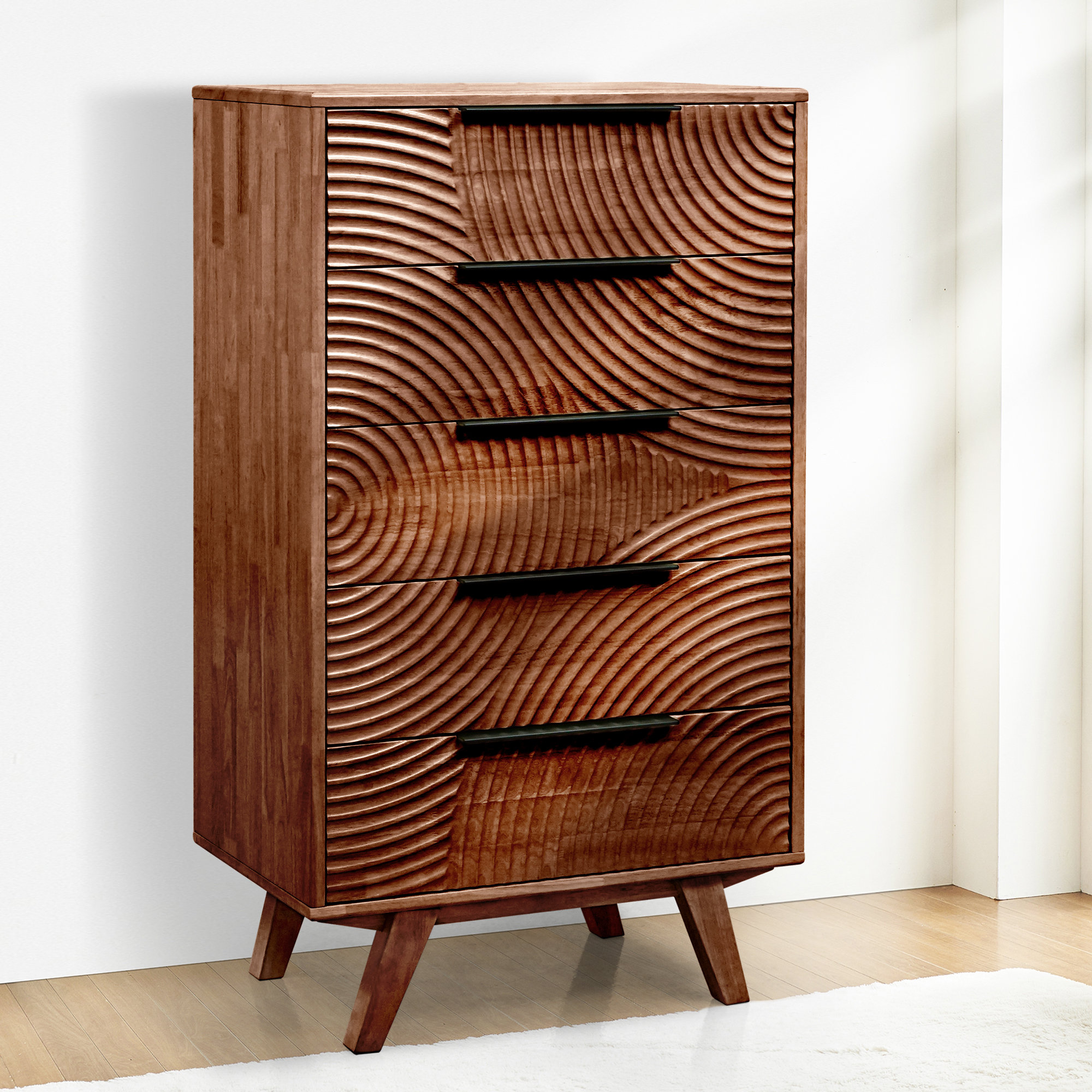 ACACIA Harmony 5-Drawer Tall Dresser – Solid Wood Bedroom Dresser With ...