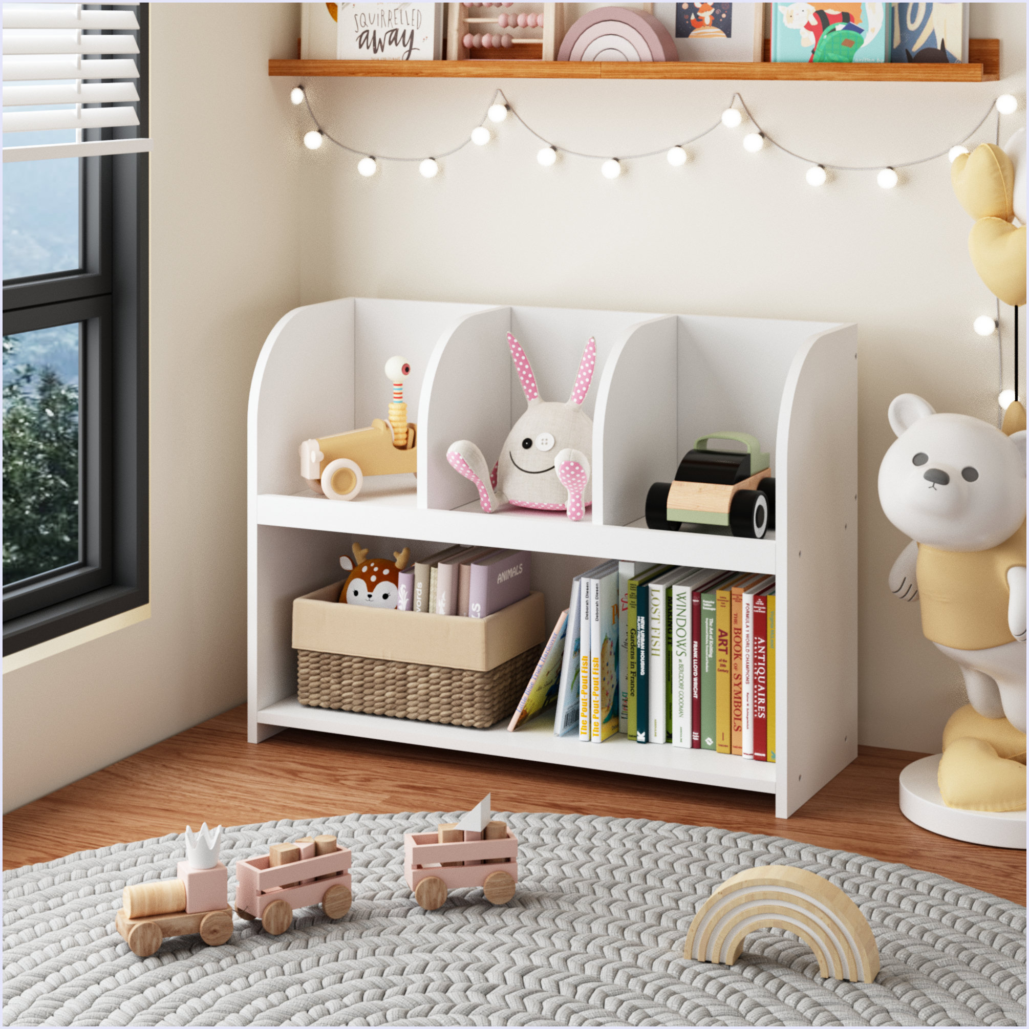Isabelle & Max™ Kids Bookcase With 4 Compartments, Storage Book Shelf ...