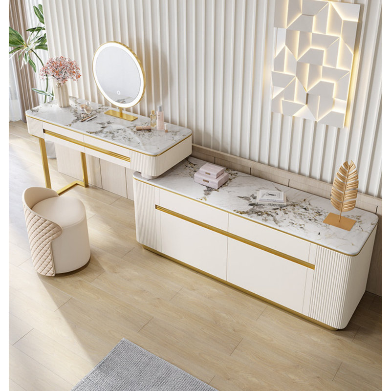 Zacklyo Modern Light Luxury Retractable Dresser Table | Wayfair