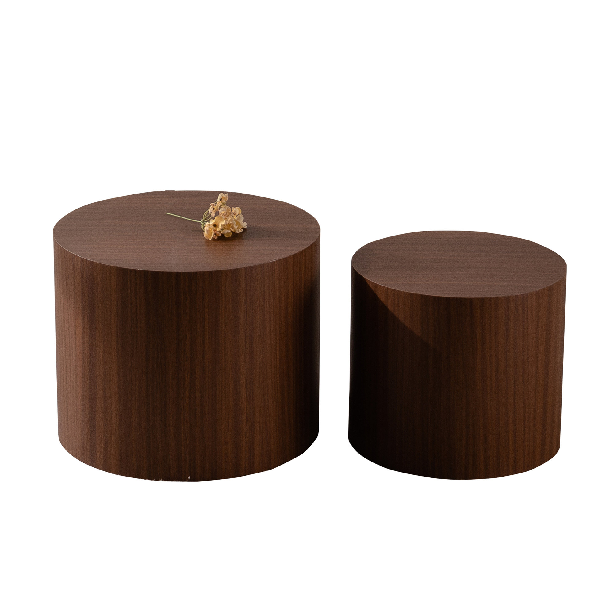 Millwood Pines Nesting Coffee Table Set Of 2 Round Wooden Coffee Tables ...