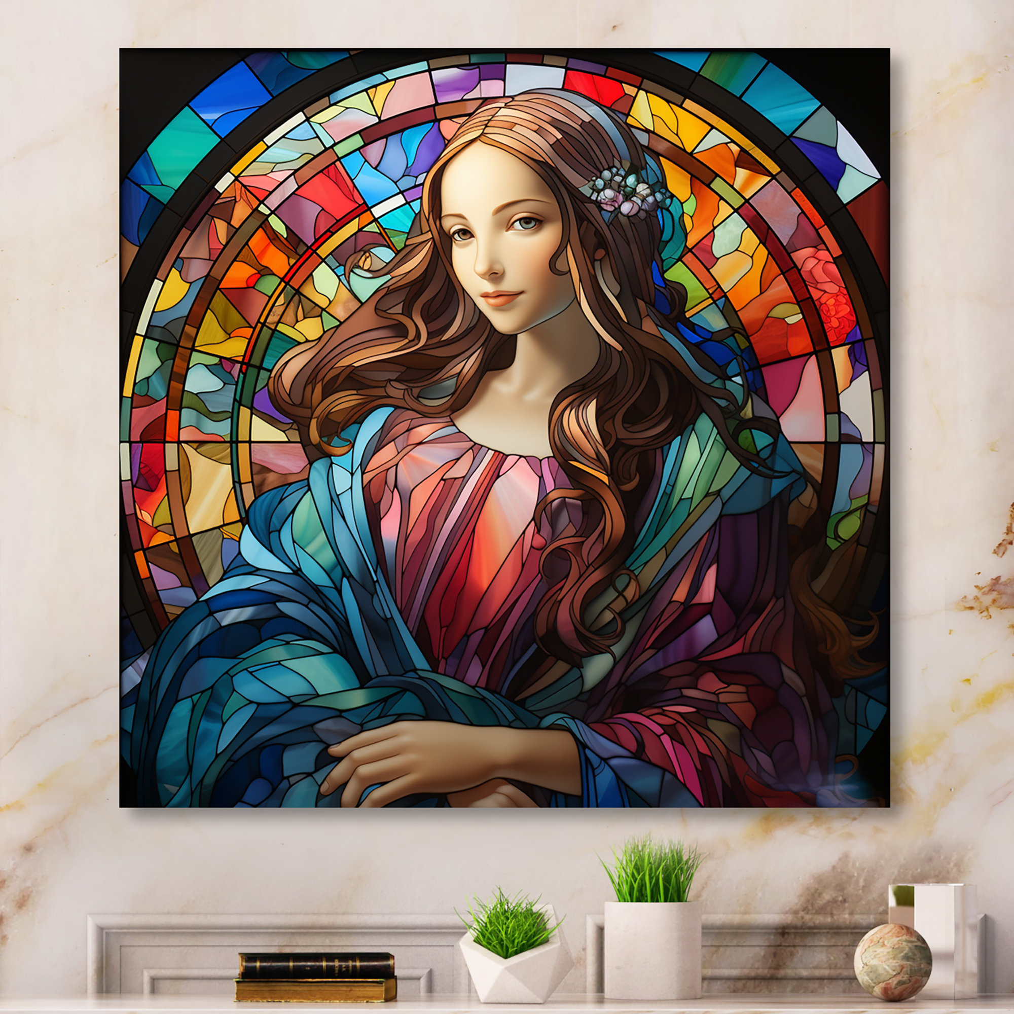 Lark Manor Christian Mona Lisa In Stained Glass II - Christianism Metal ...