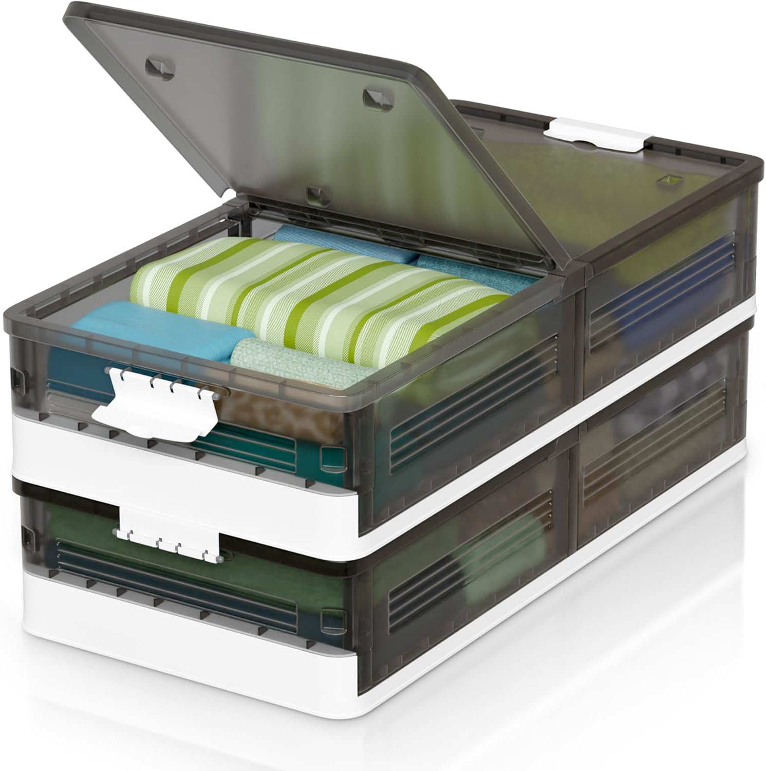 Co-t Foldable Under Bed Storage Containers With Wheels – 2-Pack Clear ...