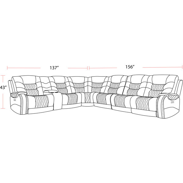 Latitude Run® Naseer 137" Wide Polyester Blend Symmetrical Modular ...