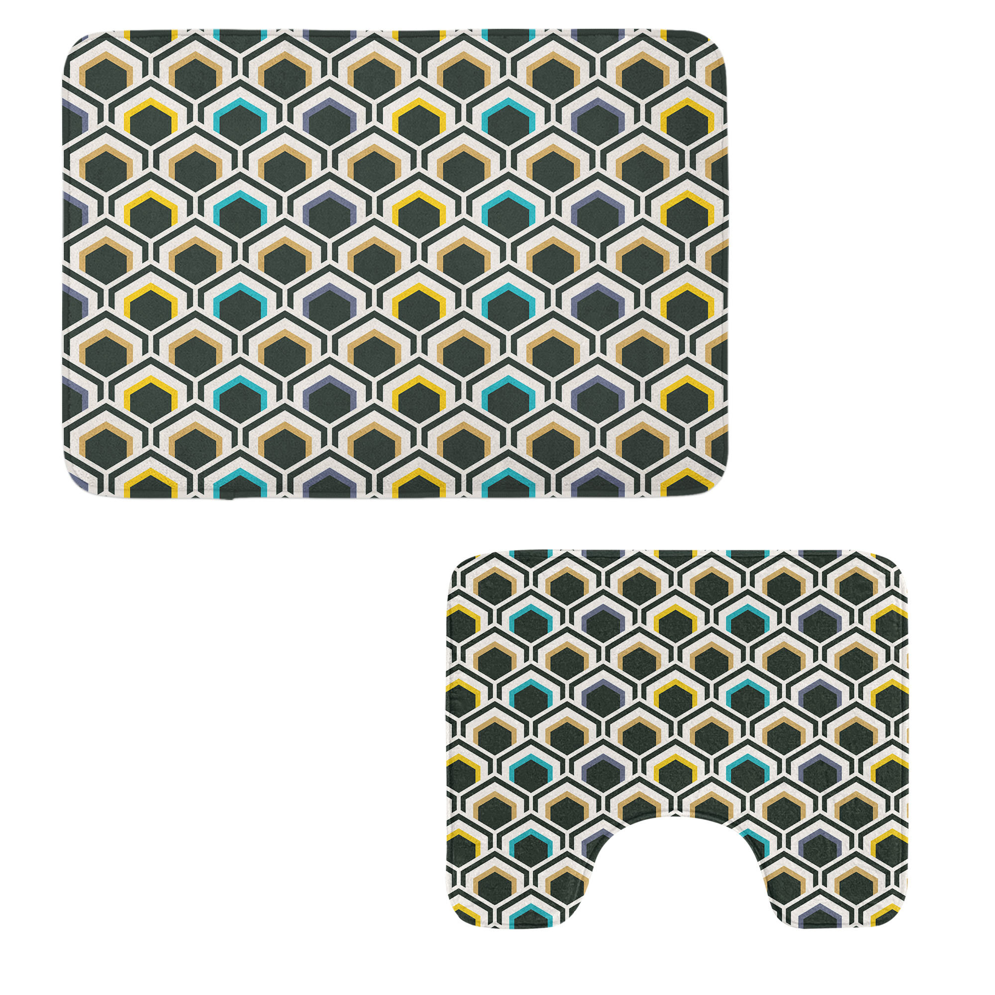Dakota Fields Geometric Bathroom Rug Set 2 Pieces Rectangle & Contour ...