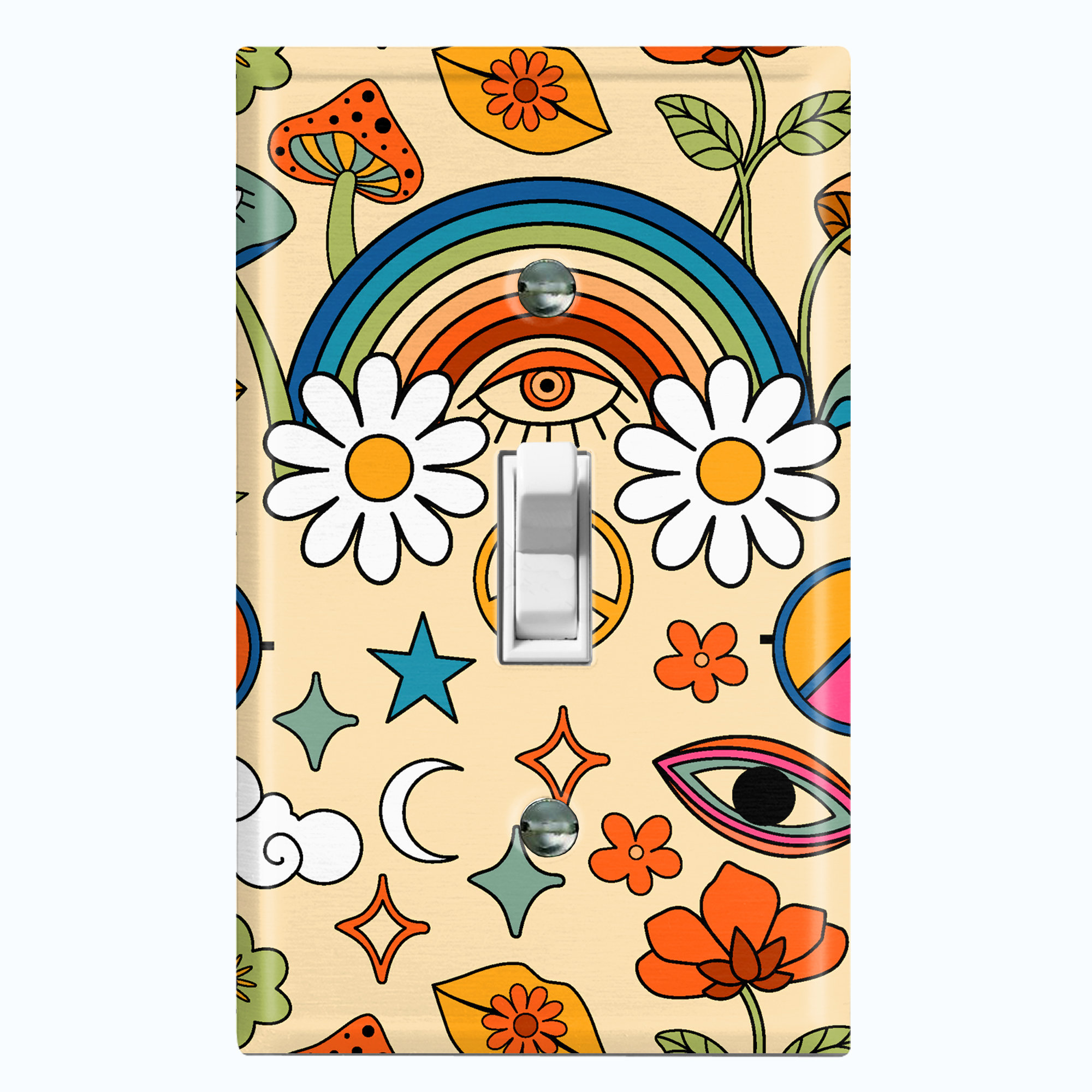 WorldAcc Metal Light Switch Plate Outlet Cover (Flower Retro Hippy ...