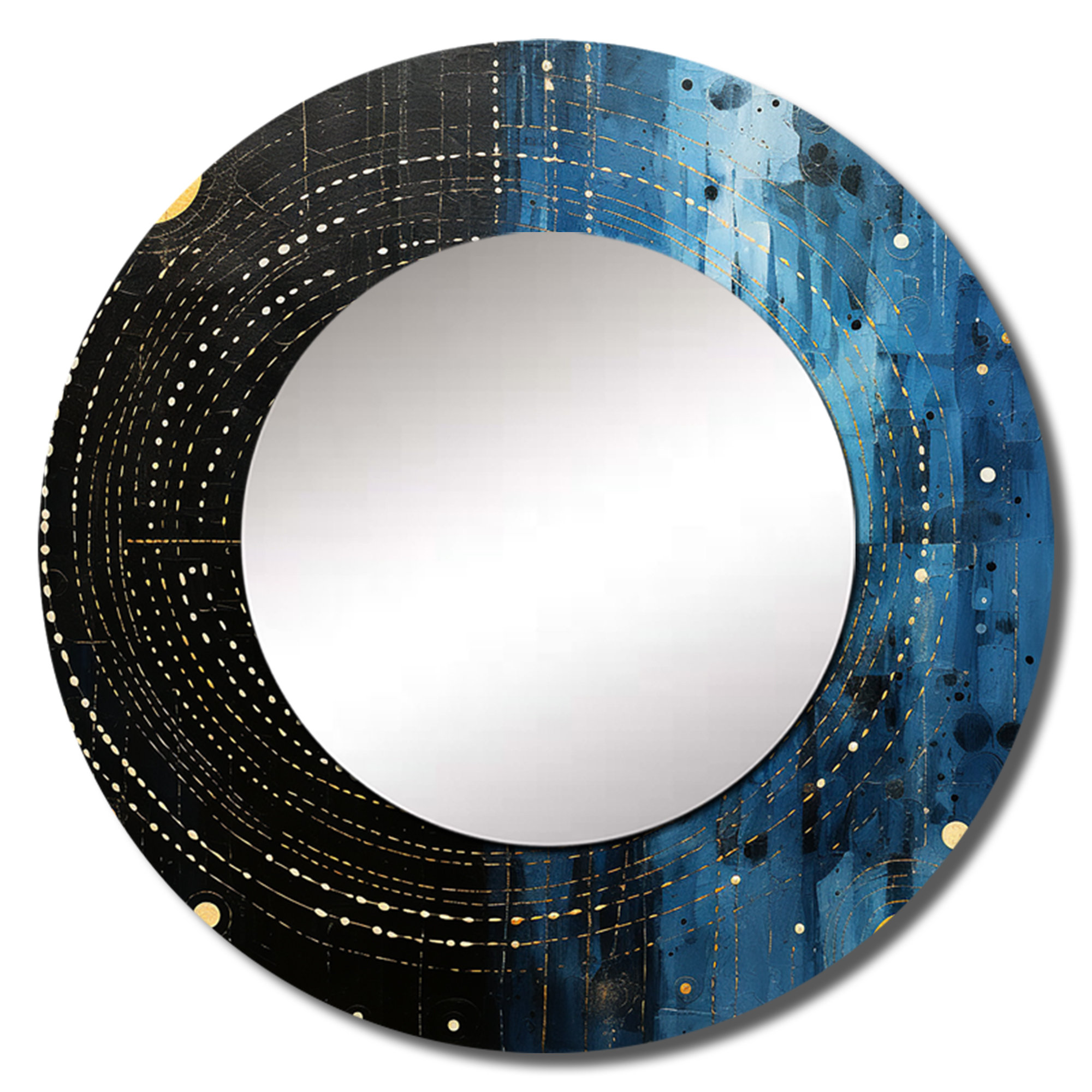 Design Art Blue Black Abstract Minimalism Round Lines III - Abstract ...