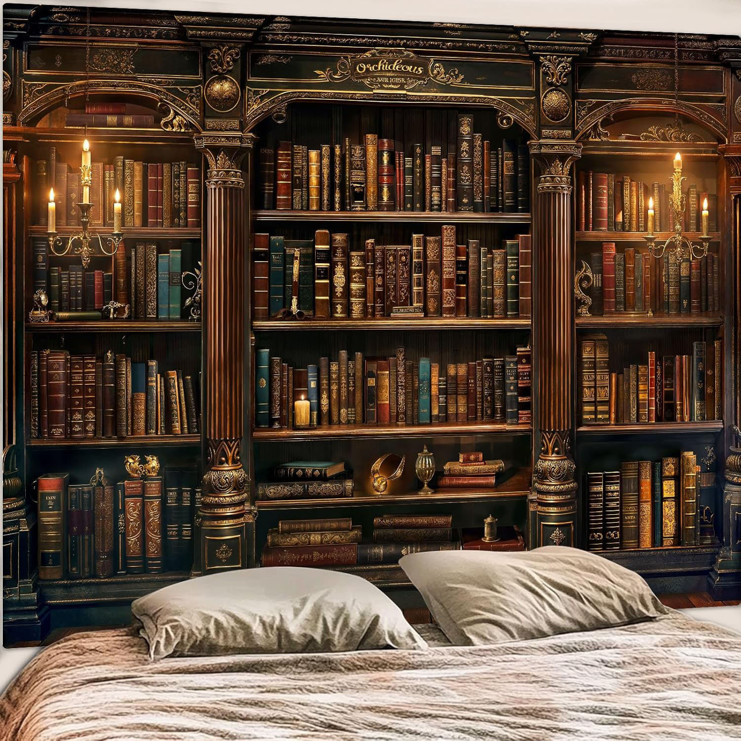 East Urban Home Vintage Bookshelf Tapestry Medieval Art Book Tapestries ...