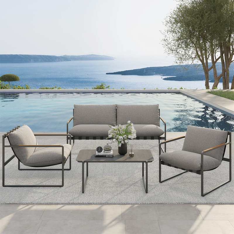 Winston Porter All Steel Detachable Webbing Sofa Set Of 4 Pieces ...