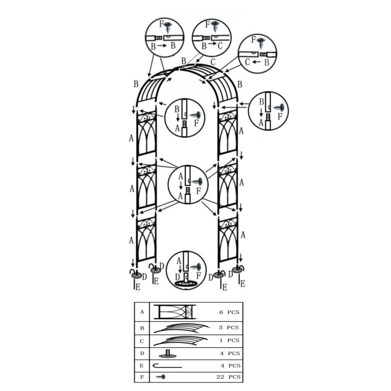 Homhougo 8FT Steel Garden Arch - Reinforced Wedding Arbor With Ground ...