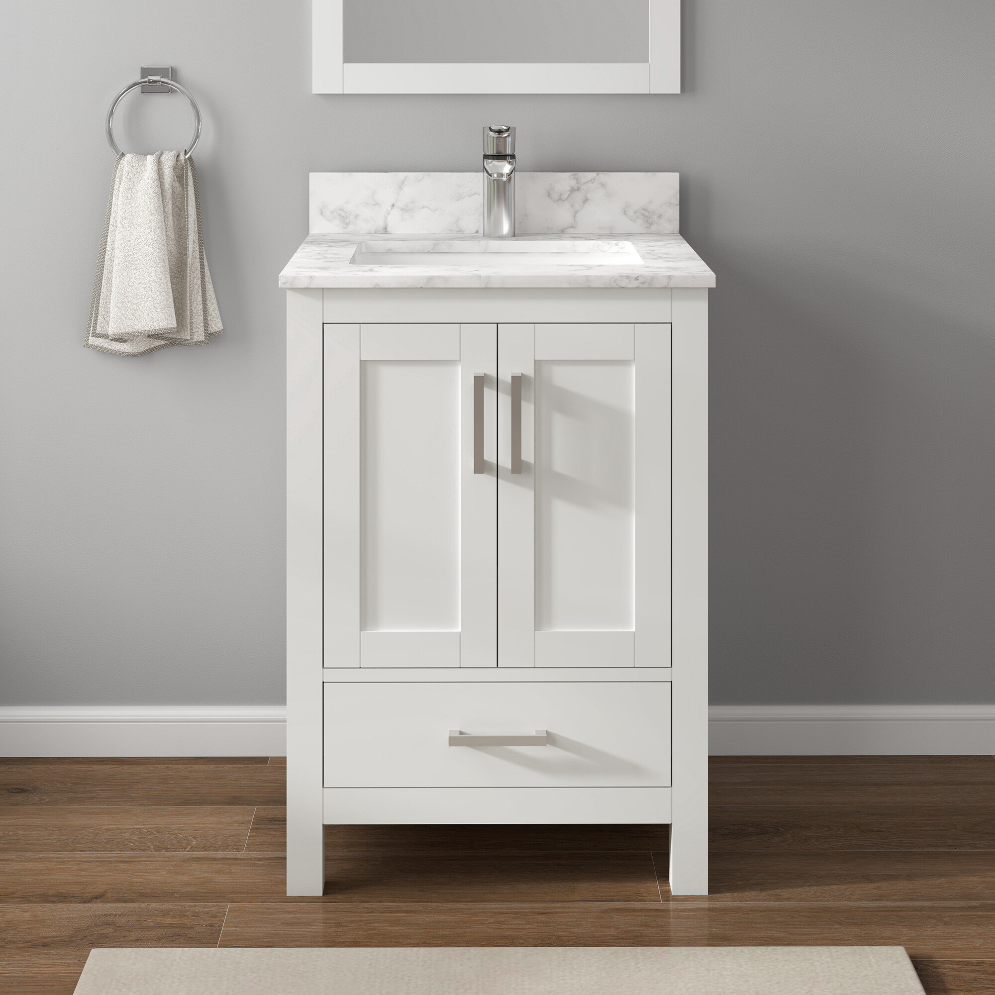 Latitude Run® 24" Cown Cabinet Set with Granite Top, Solid Wood Cabinet ...