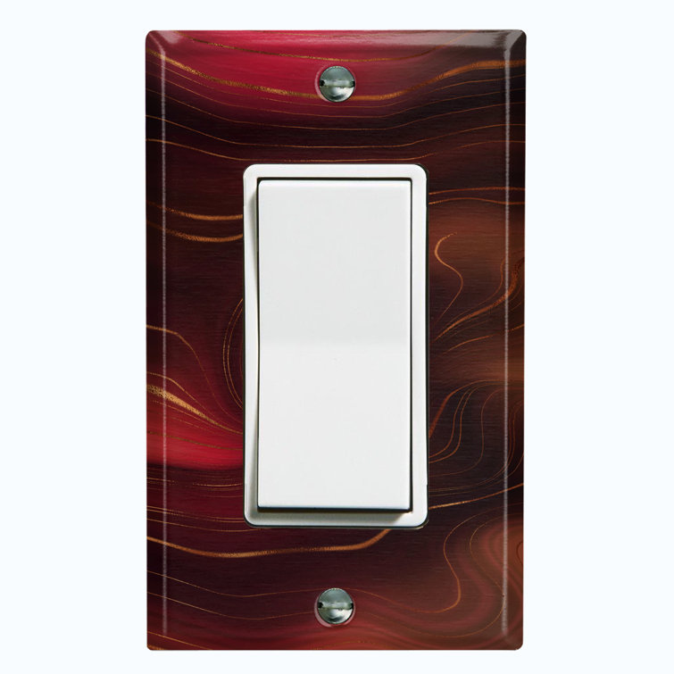 WorldAcc Metal Light Switch Plate Outlet Cover (Marble Earth Strata Red ...