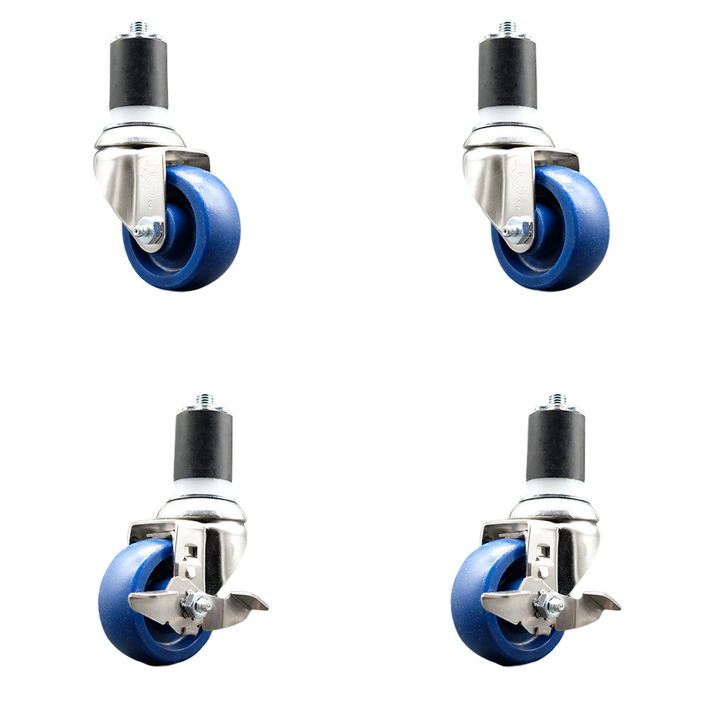 Service Caster Solid Poly Swivel Expanding Stem Caster Set with 2 Lock ...