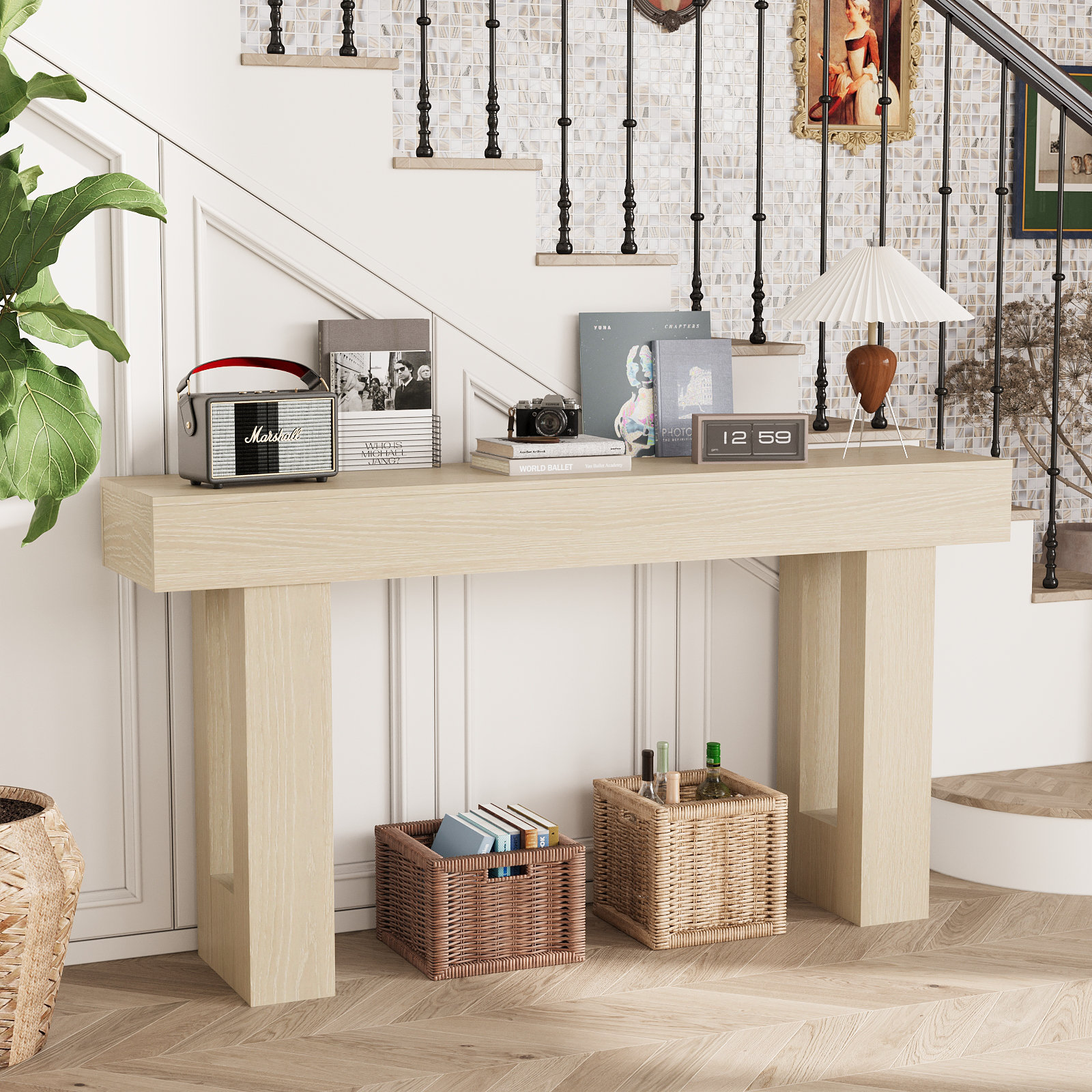 Ebern Designs 63-Inch Farmhouse Entryway Tablefarmhouse Entryway Table ...