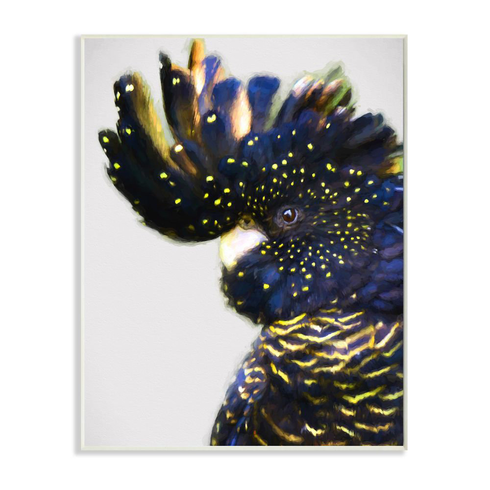 Stupell Industries Parrot Portrait Blue Yellow Dotted Feather Bird ...