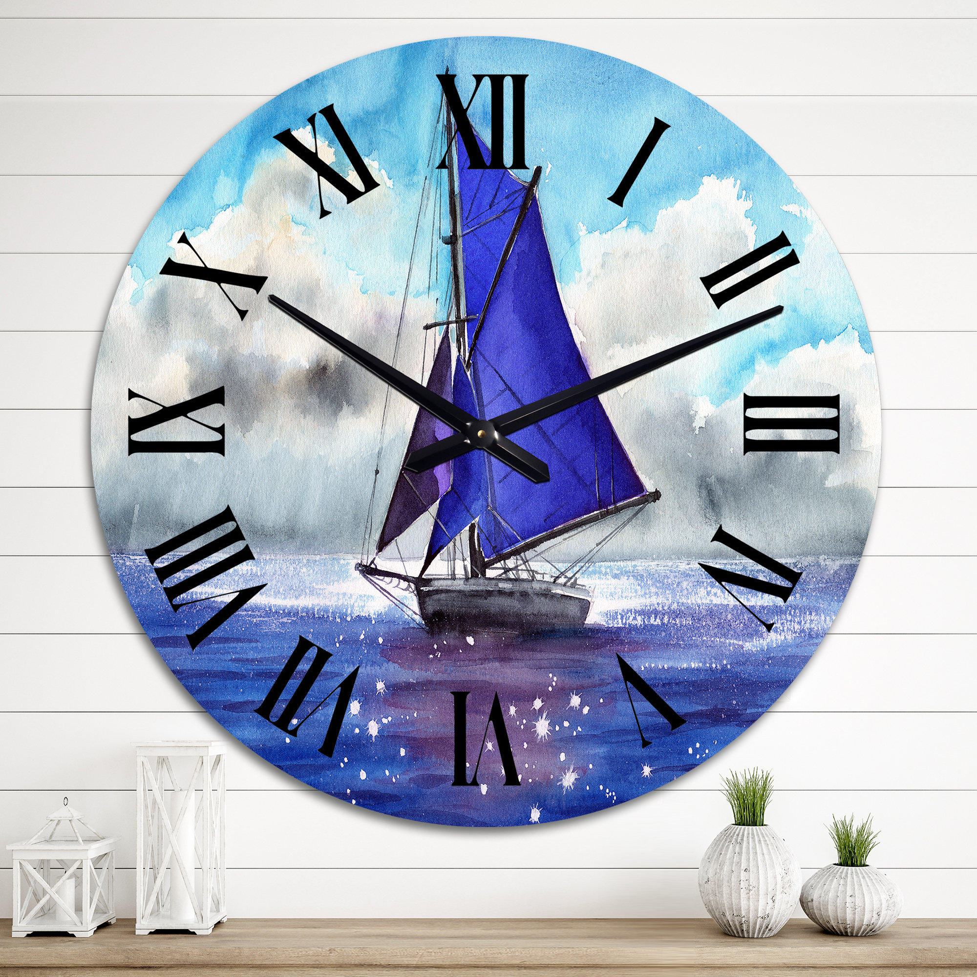 East Urban Home Sail Boat with Blue Sails - Nautical & Coastal Wall ...