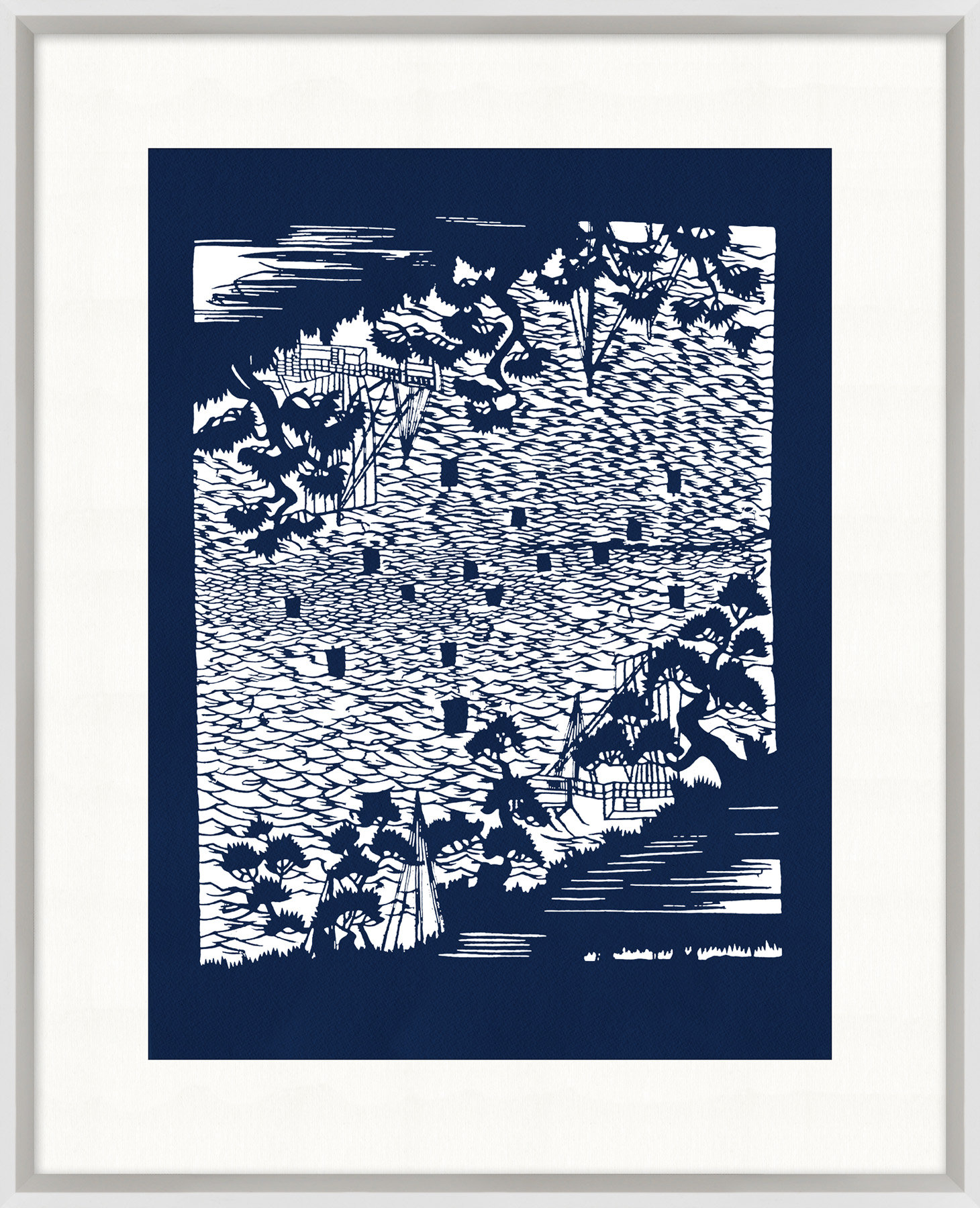 Wendover Art Group Indigo Template Coastal Motif 3 - Picture Frame ...