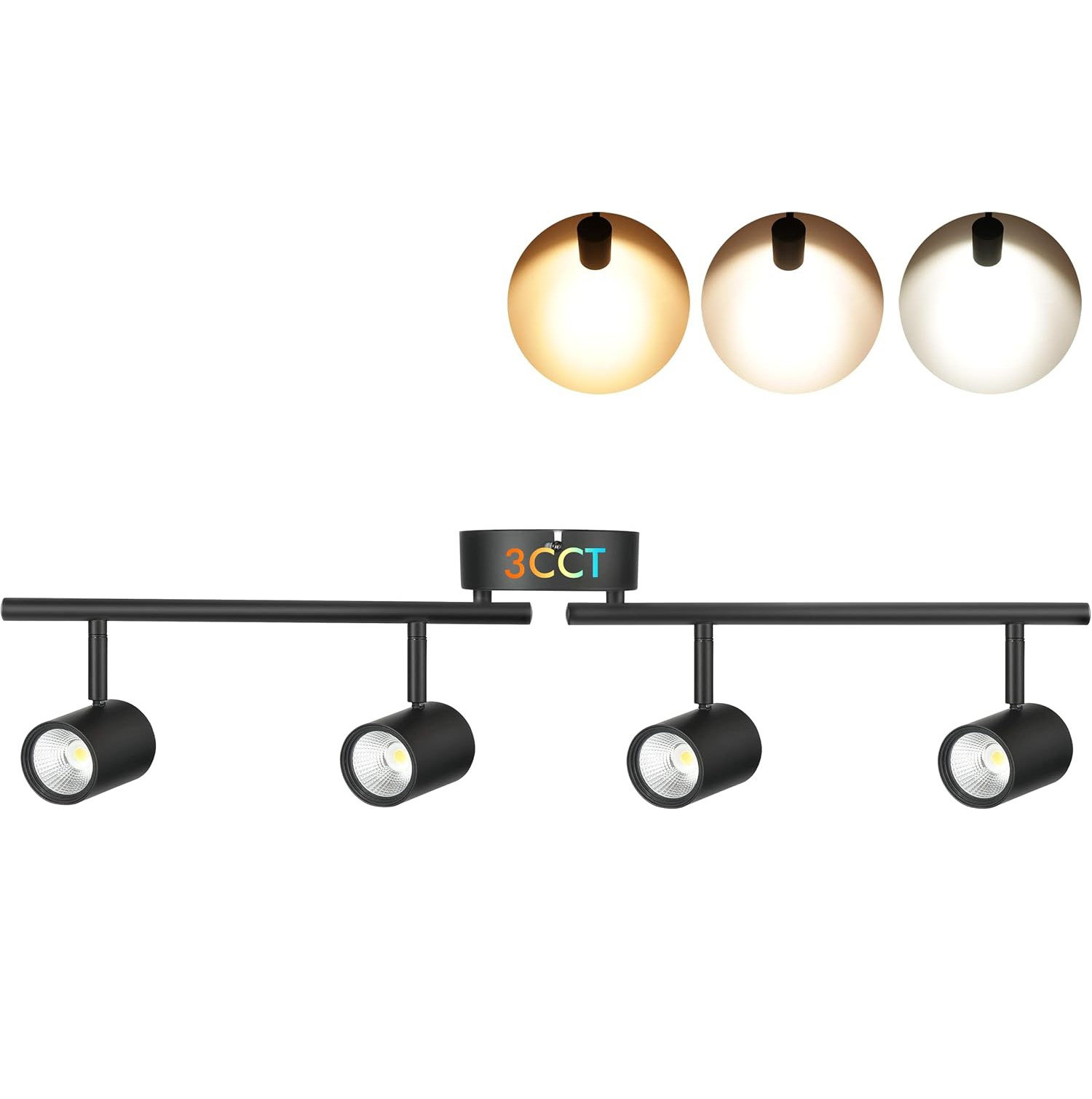 BONLOD 30W 4-Head LED Dimmable Track Light Kit 3000K/4000K/5000K ...
