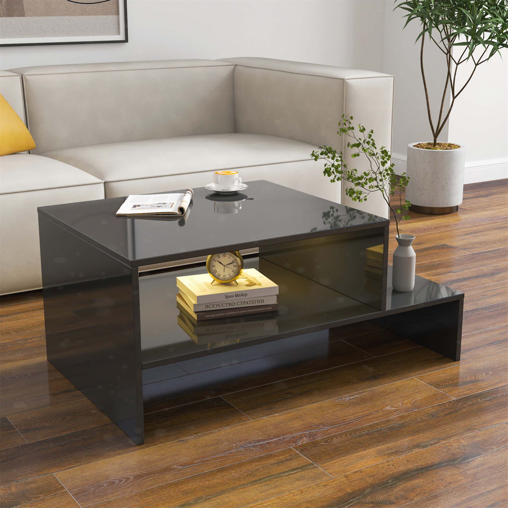 Ebern Designs Unique Architectural Coffee Table with Practical Storage ...