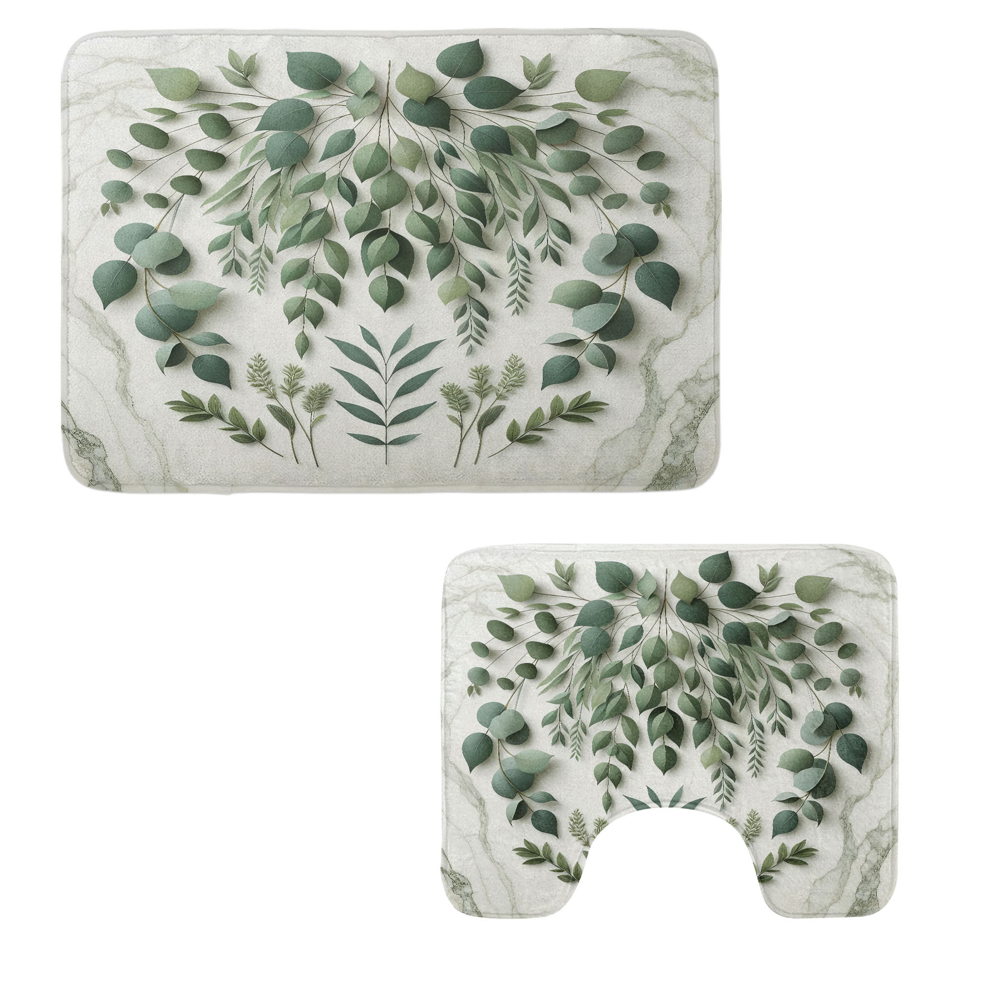 East Urban Home Eucalyptus Leaves Bathroom Rug Set 2 Pieces Rectangle ...