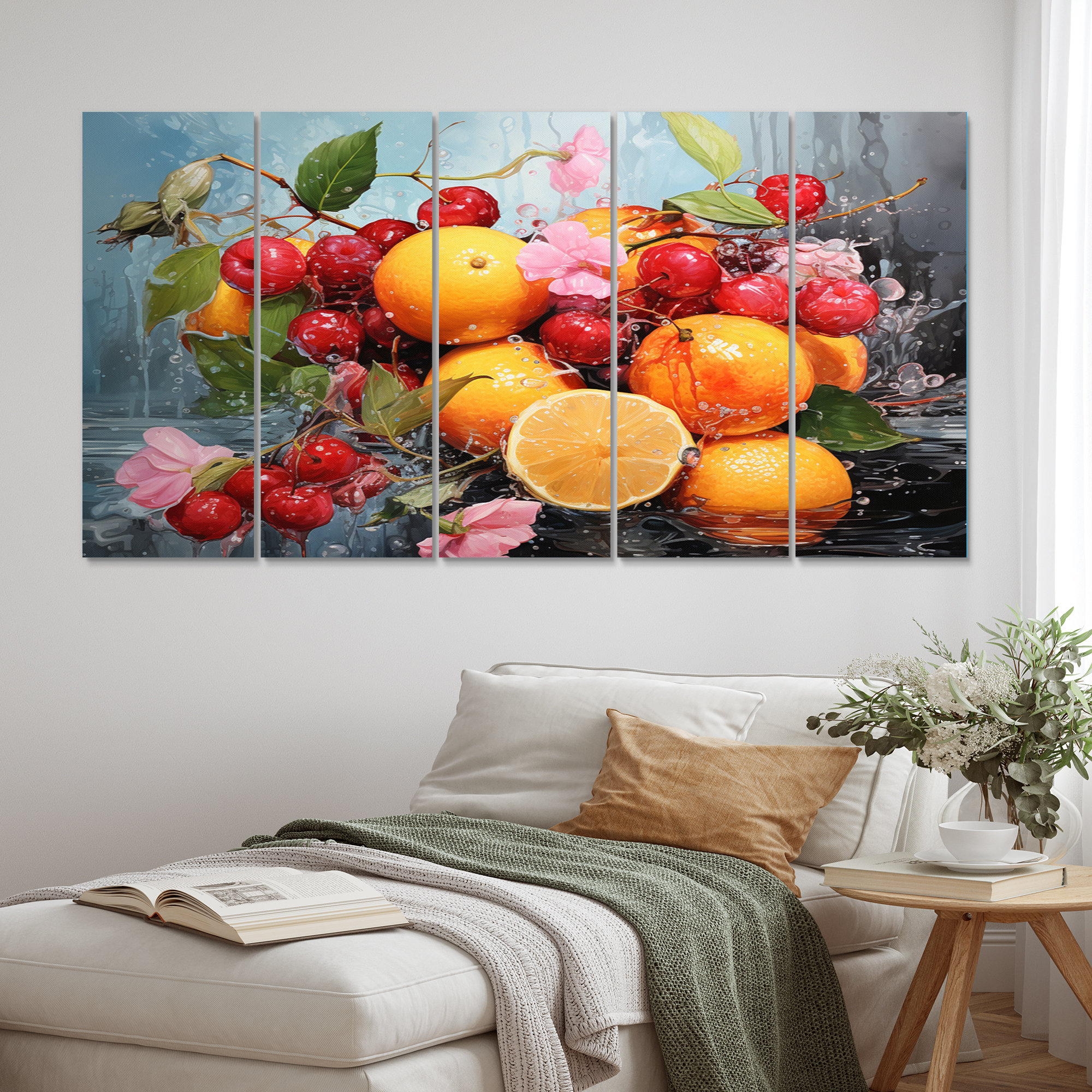 Latitude Run® Citrusy Delight V - Fruits Wall Art Living Room - 5 Equal ...