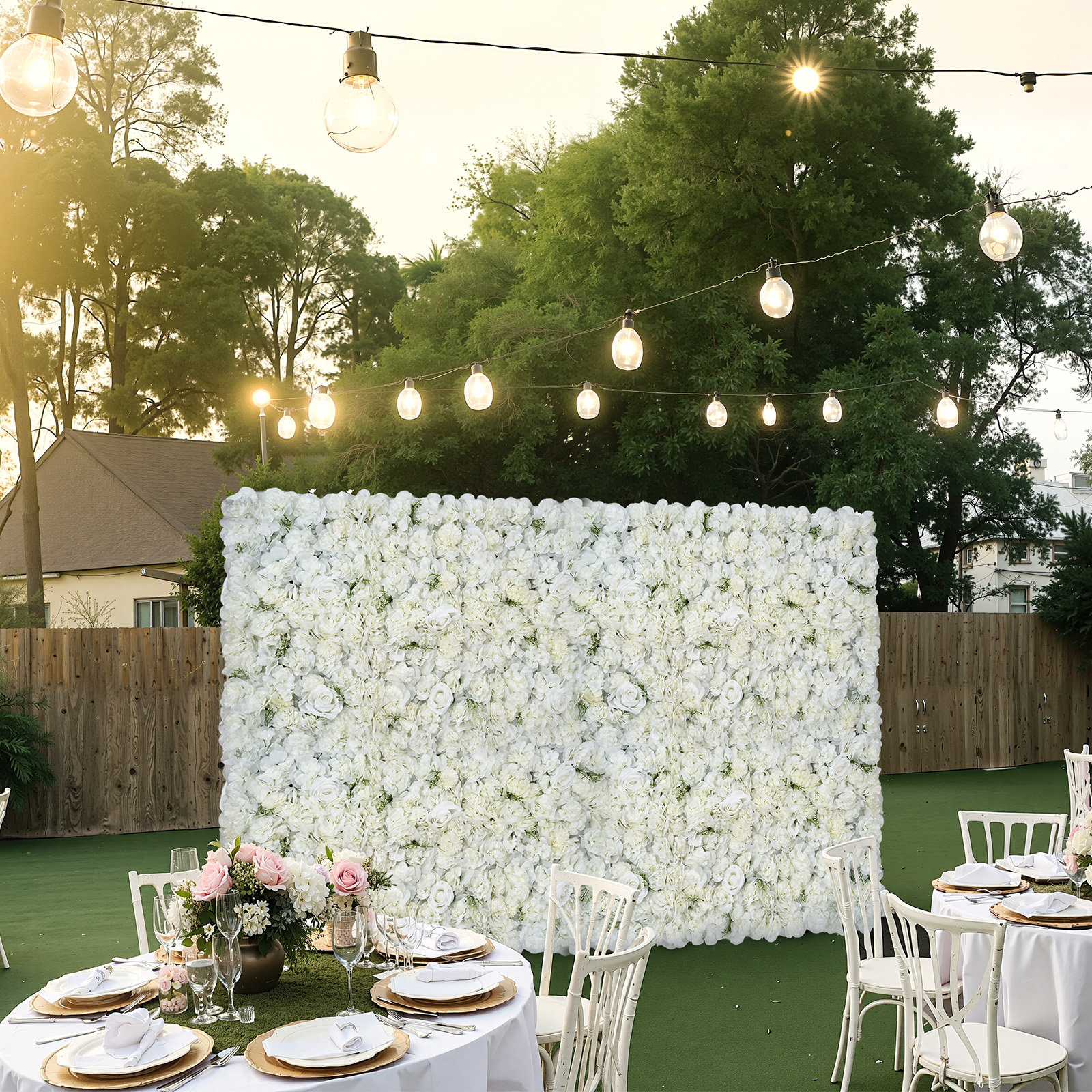 Primrue 3D Flower Wall Panel Artificial Floral Background for Wedding ...