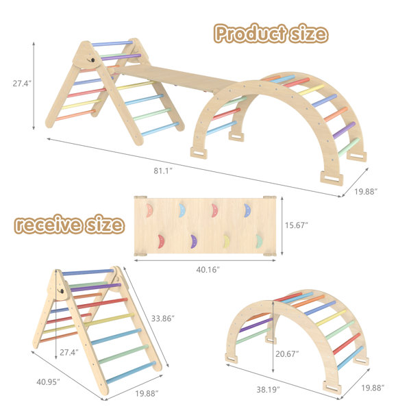 Now moment Large Pikler Triangle Set, 5 In 1 Foldable Baby Climbing Gym ...