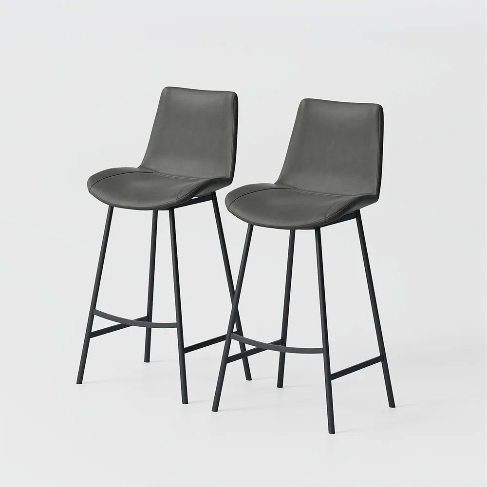 17 Stories 28.7" Gray Upholstered Bar Stools With Back And Metal Legs ...