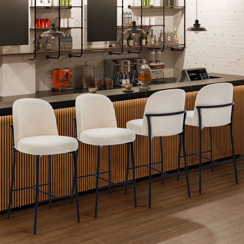 George Oliver Modern Counter Height Bar Stools Set of 4, 28 Inch Sherpa ...