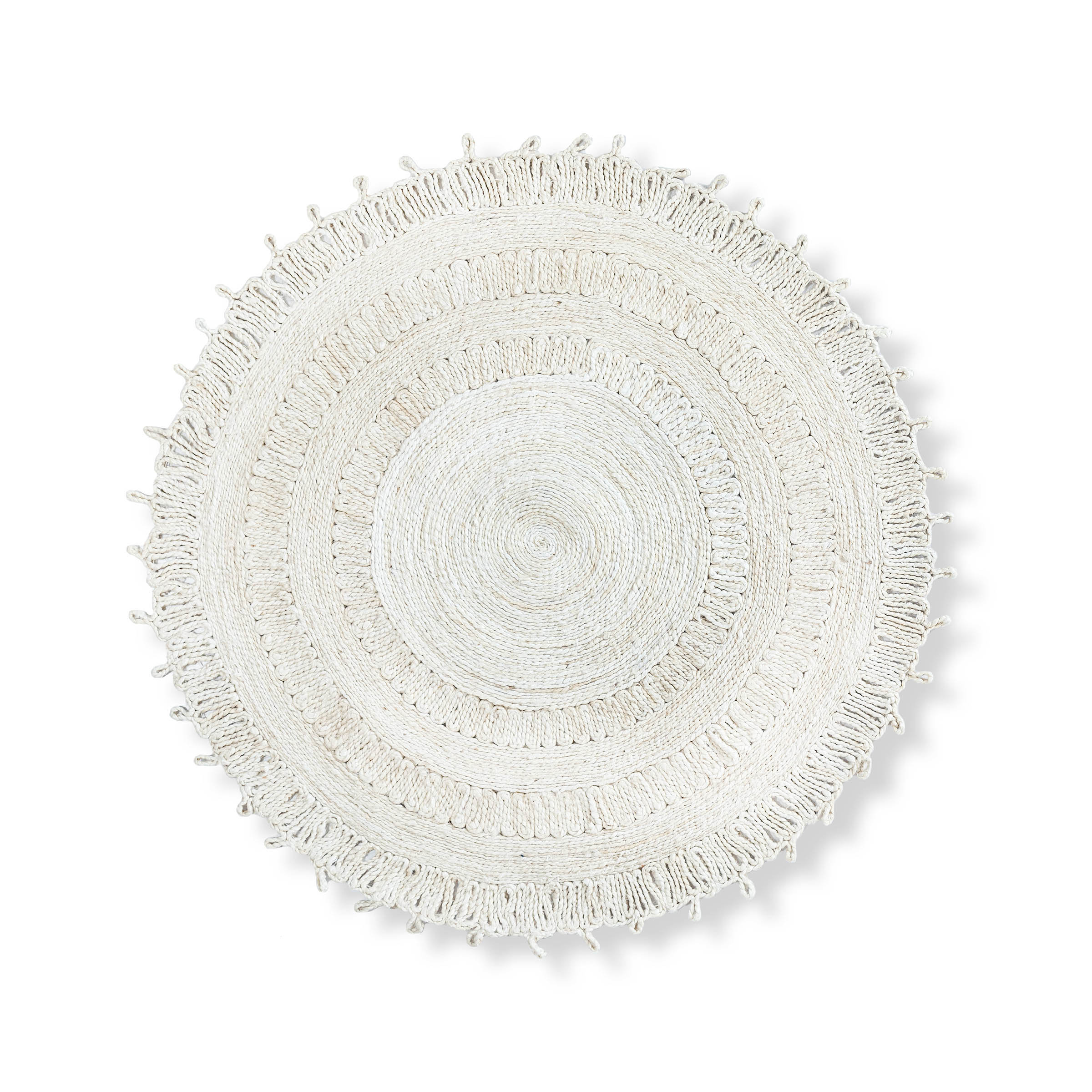 LOOMY Medallion Round Handmade Handwoven Area Rug in White Jute | Wayfair