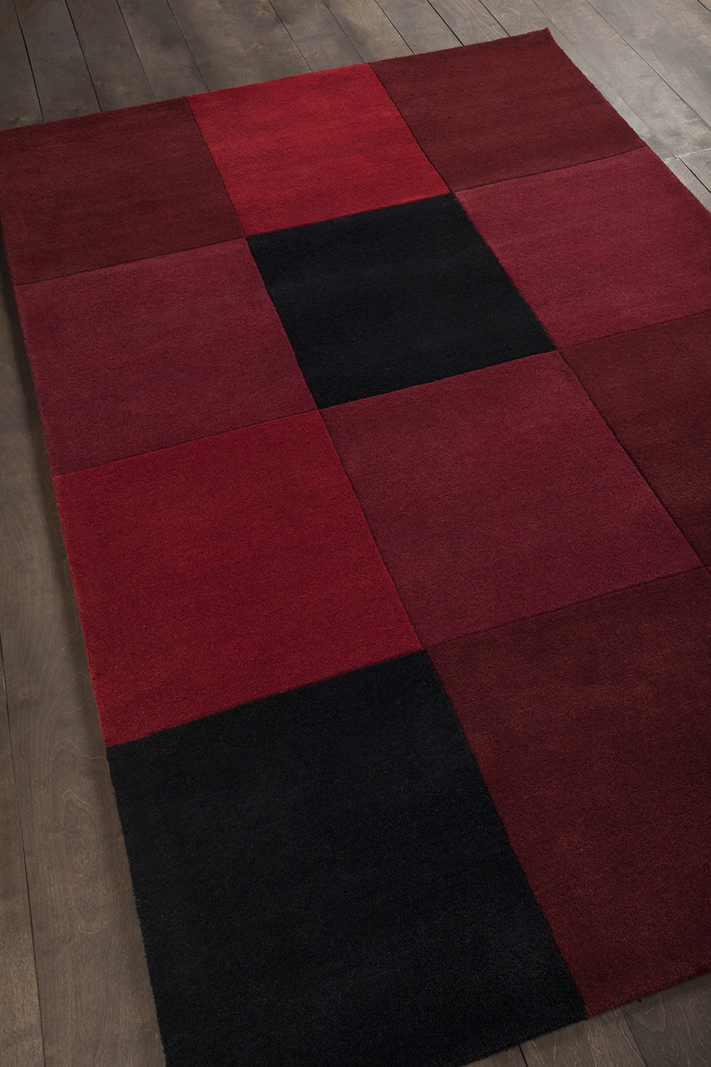 Chandra Rugs Antara Geometric Handmade Tufted Wool Red/Black Area Rug ...