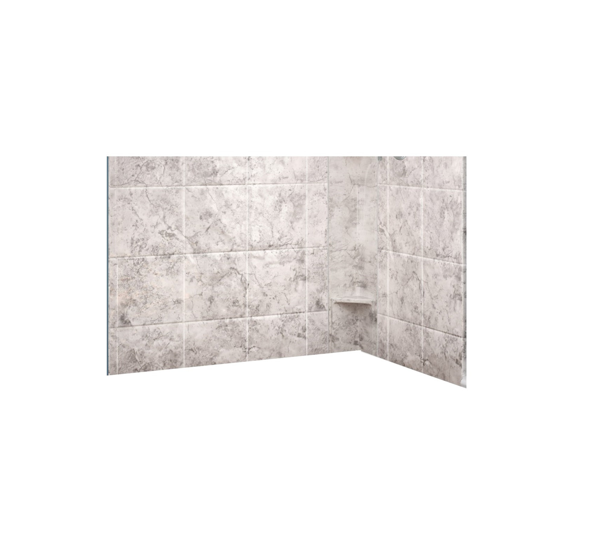 Avora Bath 12x12 Tile Limestone Shower System with Molded Seat 60"W x ...