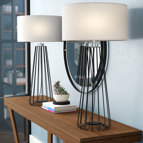 17 Stories Vidaurri 63'' Black Tray Table Floor Lamp & Reviews | Wayfair