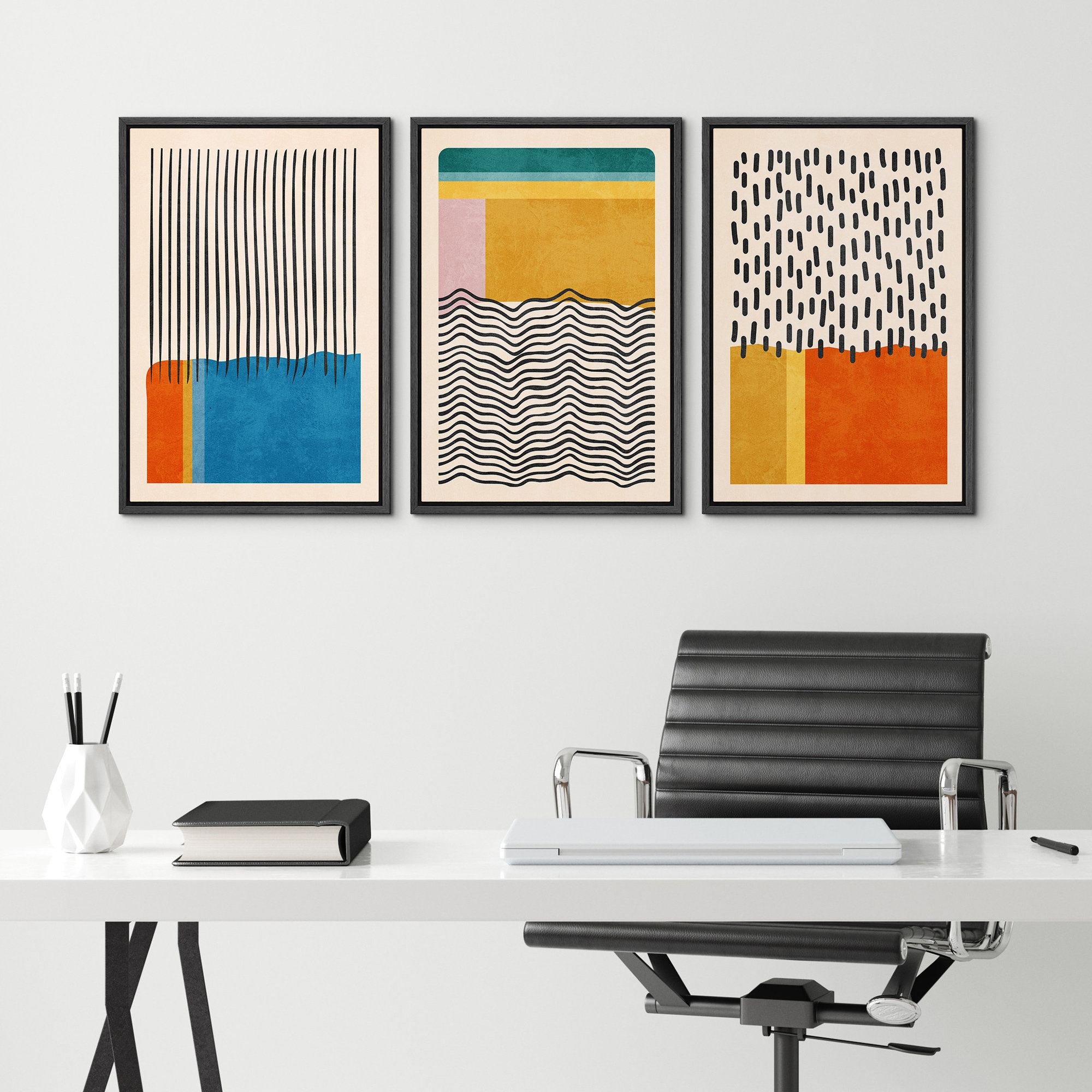 IDEA4WALL Abstract Vibrant Color Blocks Mid-Century Vibrant Color Block ...