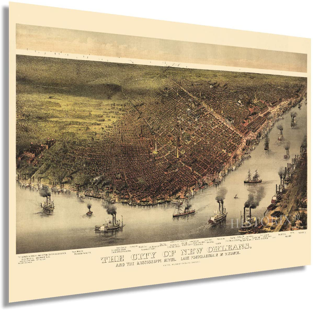 HISTORIC PRINTS 'Vintage 1885 New Orleans Louisiana Map' - Unframed ...