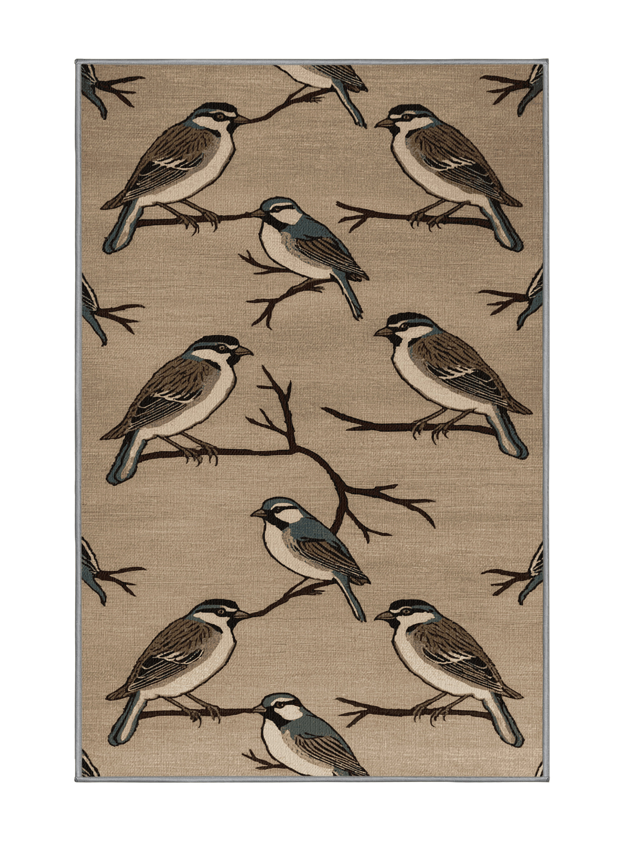 Foundry Select Washable Tree Sparrow Birds Area Rug | Wayfair