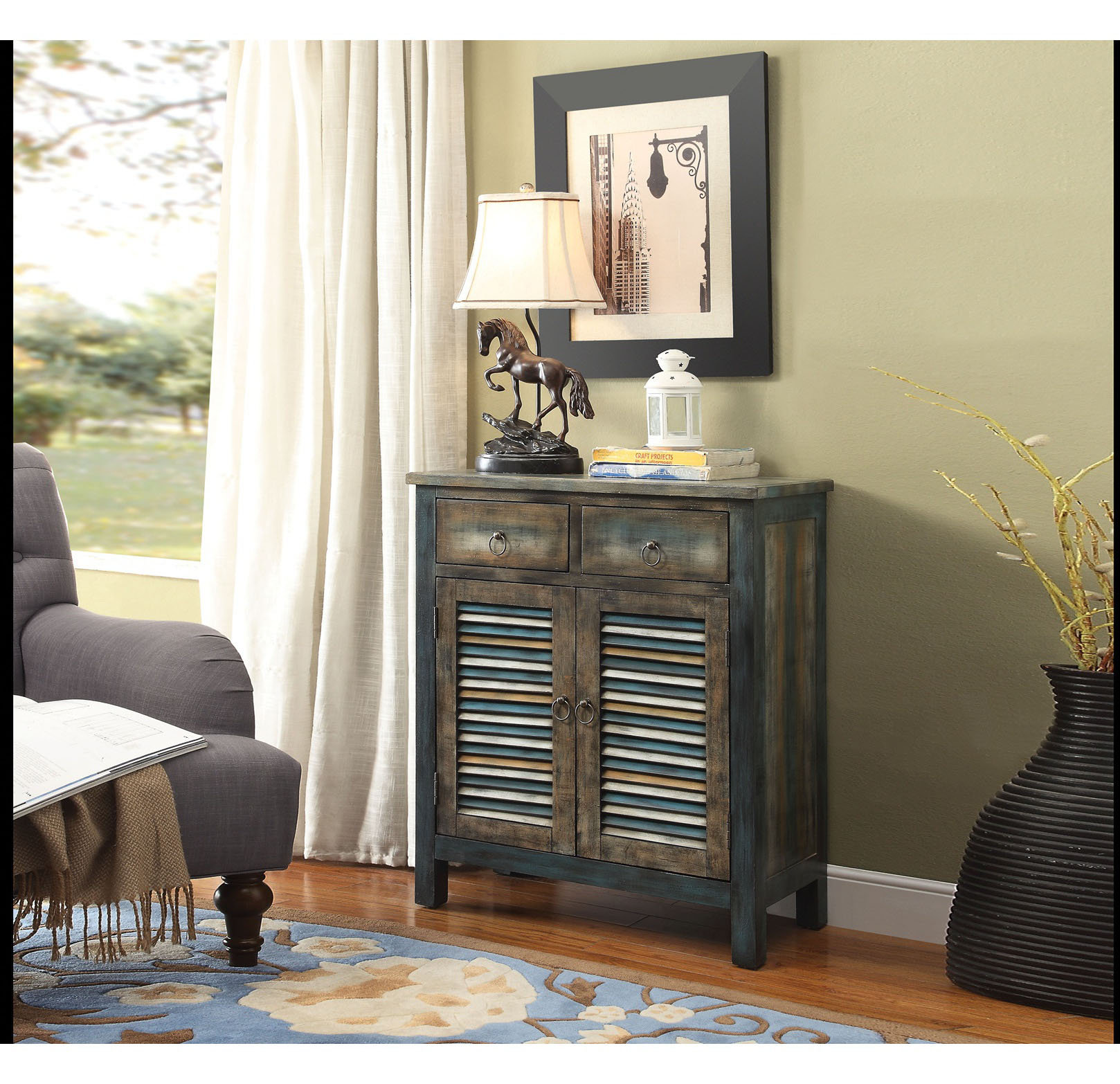 George Oliver Console Cabinet With Two Spacious Drawers And Two Shutter ...