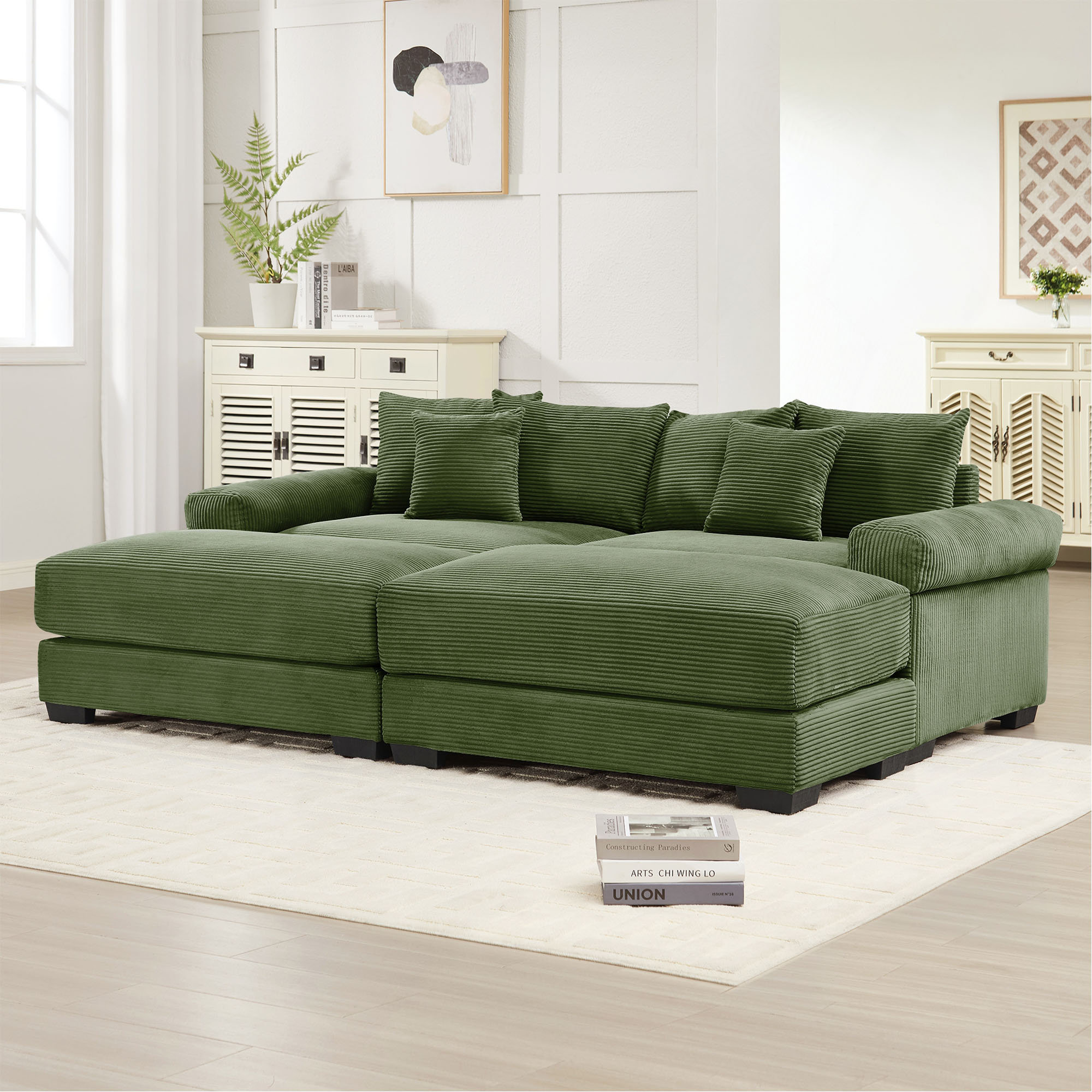 Latitude Run® Oversized Cloud Modular Sectional Couch, Soft Corduroy ...