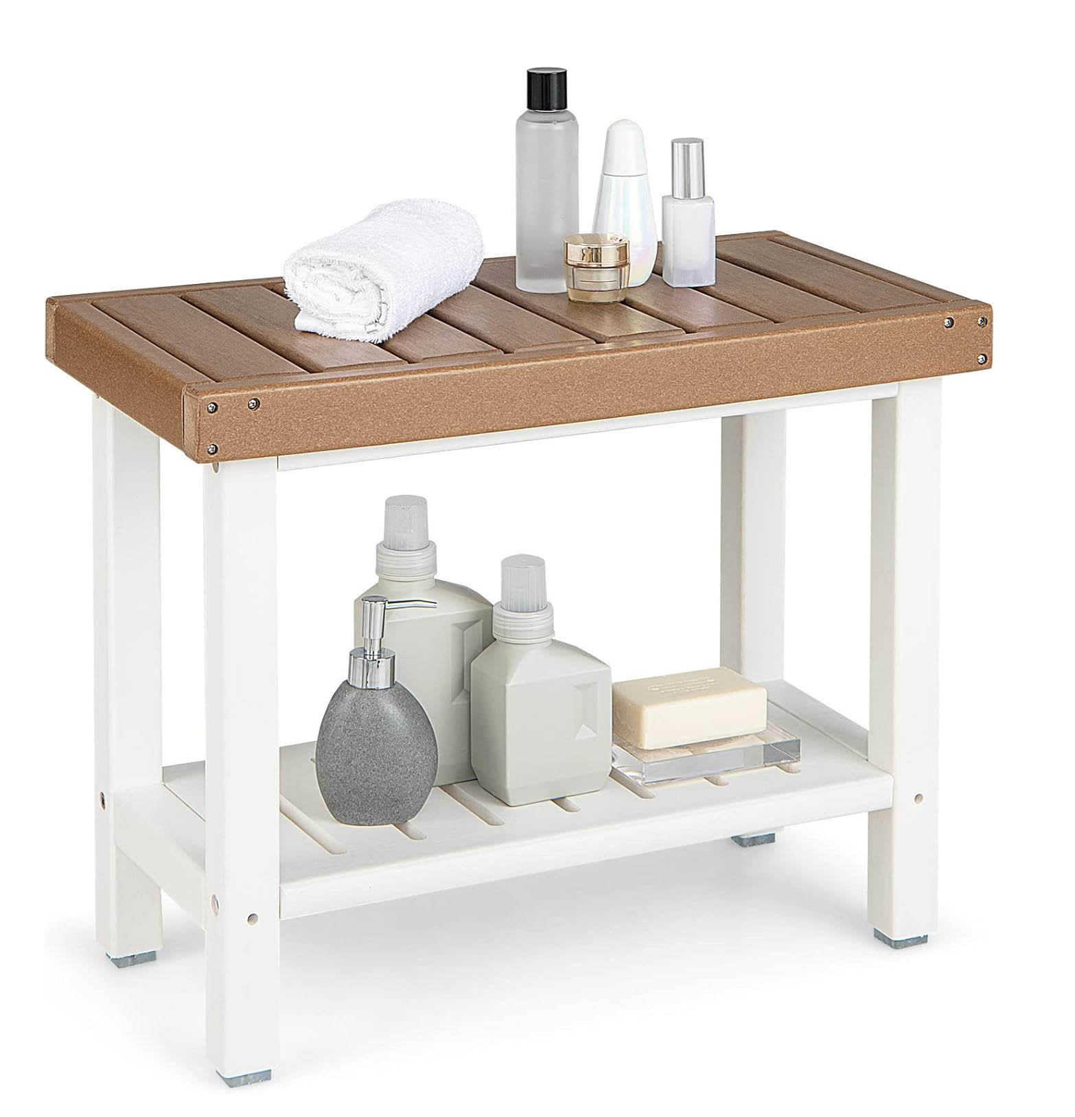 RELINZ Shower Bench Stool, Waterproof HDPE Shower Seat With Storage ...