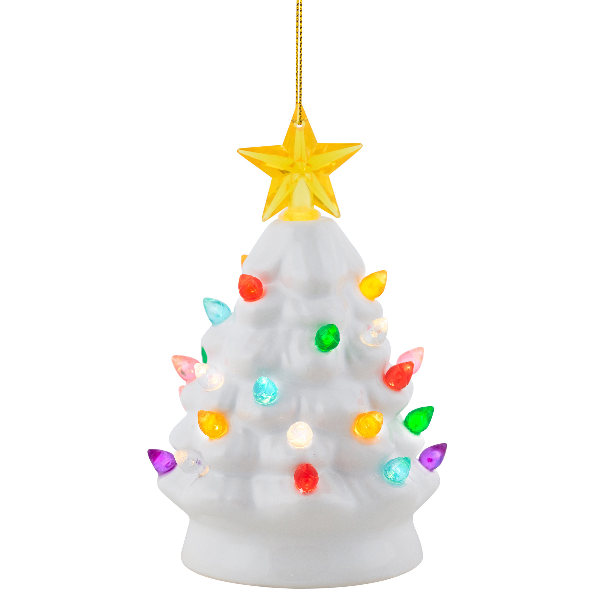 Northlight Seasonal Mini LED Lighted Retro Christmas Tree With Gold ...
