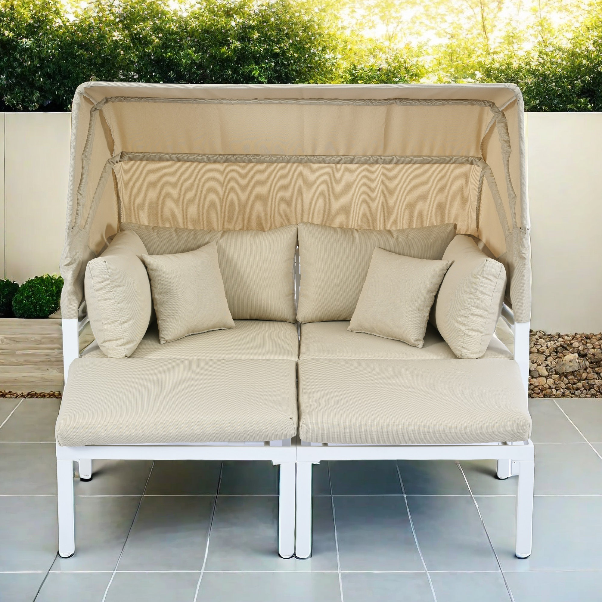 Latitude Run® Amear 63.27'' Wide Outdoor Reversible Patio Daybed with ...