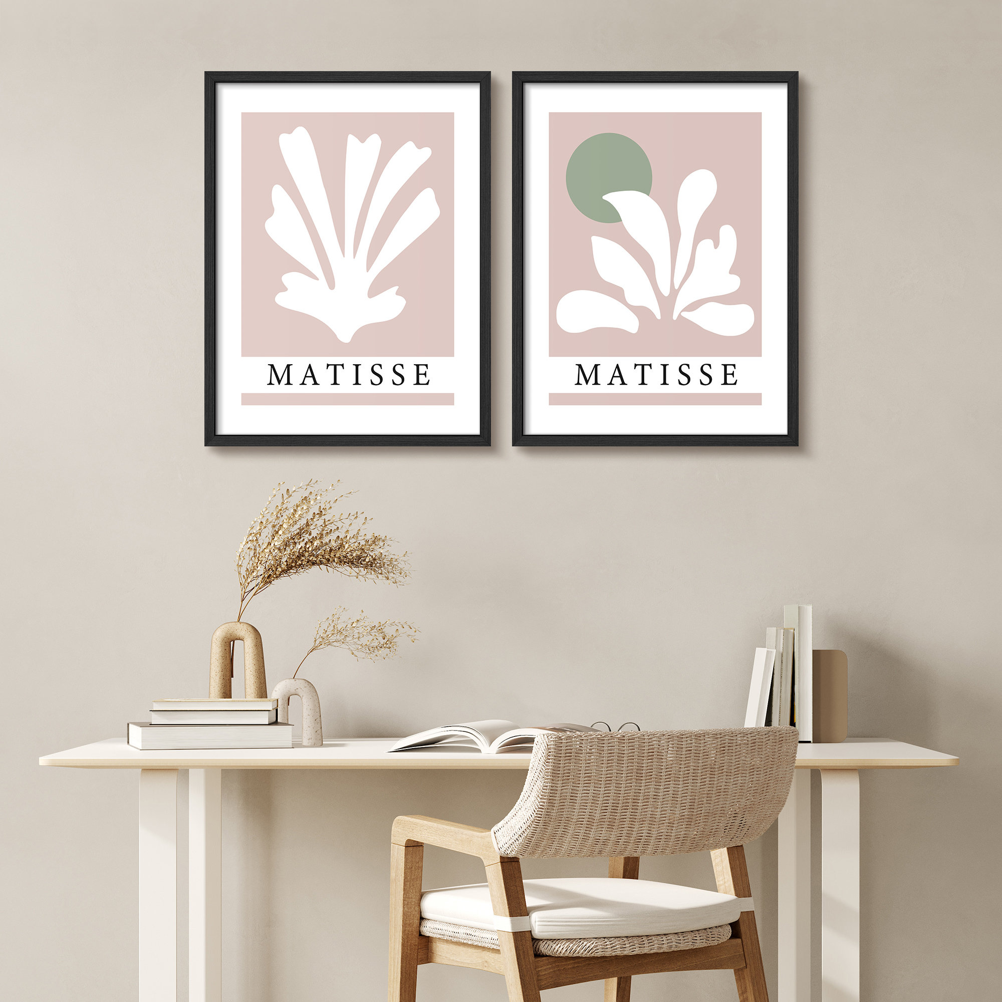 SIGNLEADER Pink Matisse Abstract Botanical Modern Artwork Framed Prints ...