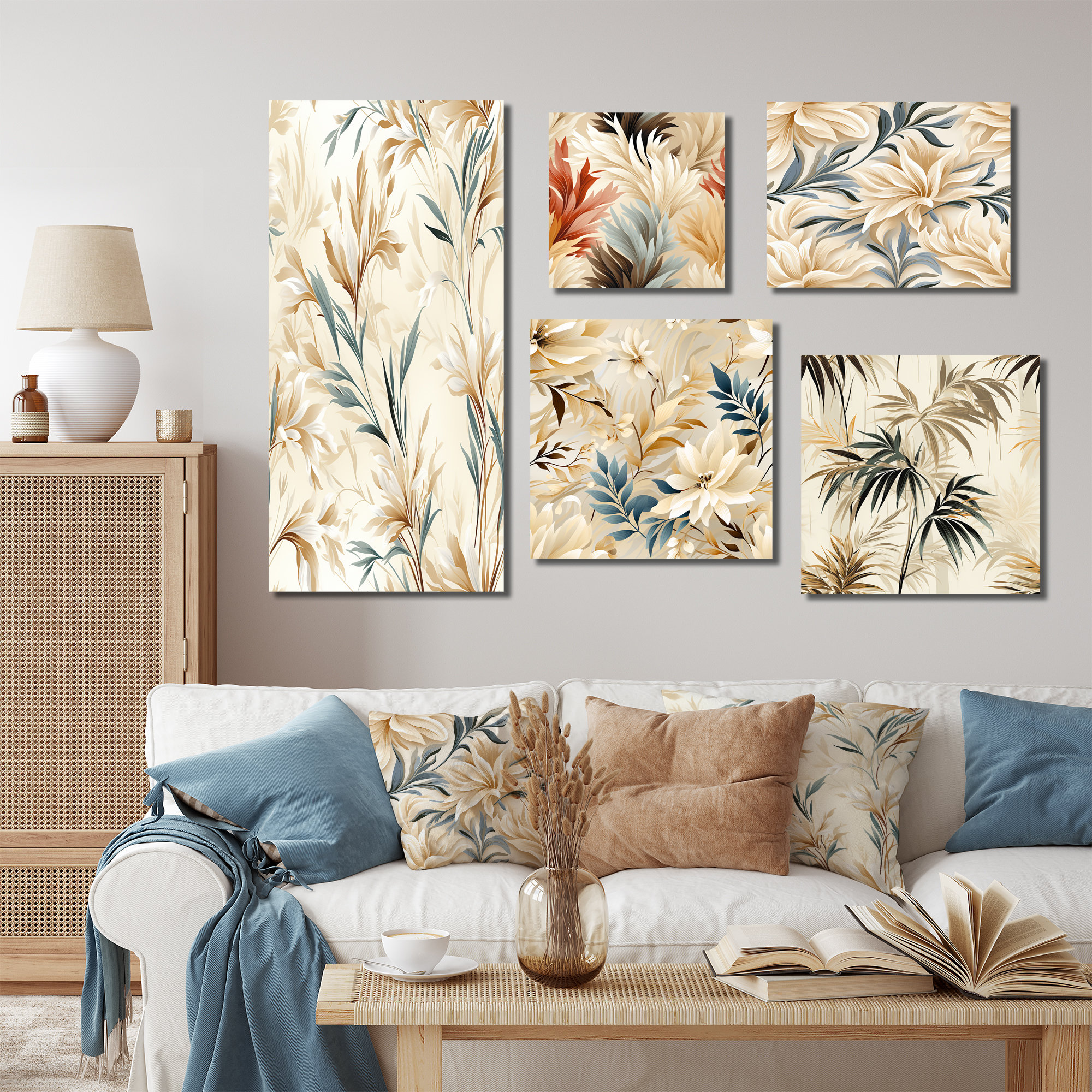 Design Art Driftwood Dreams Tropical Pattern - Tropical Canvas Wall Art ...