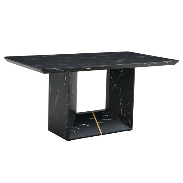 Everly Quinn Rectangle Pedestal Dining Table | Wayfair