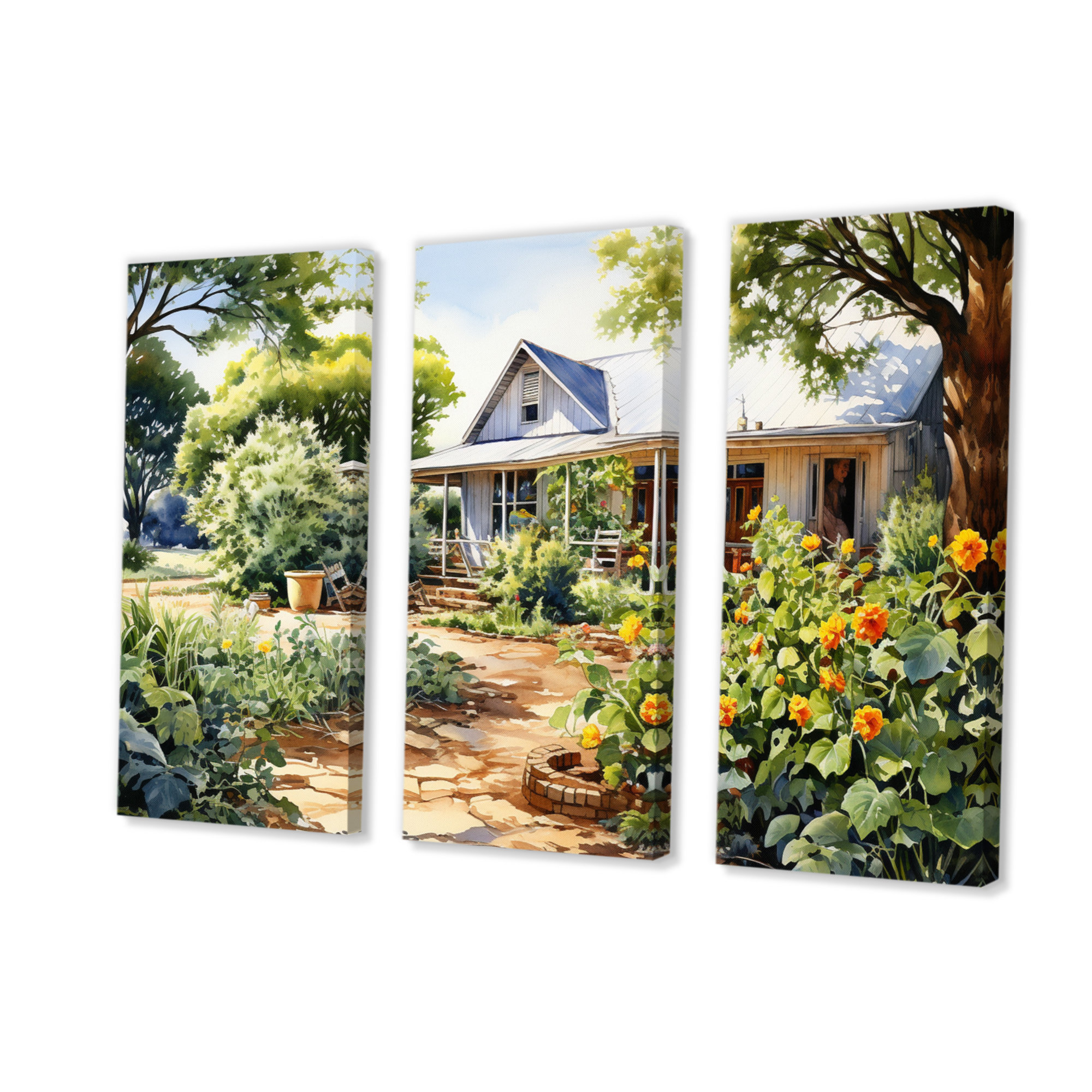 Charlton Home Farmhouse Frontyard Oasis II - Farm Canvas Wall Art Set ...