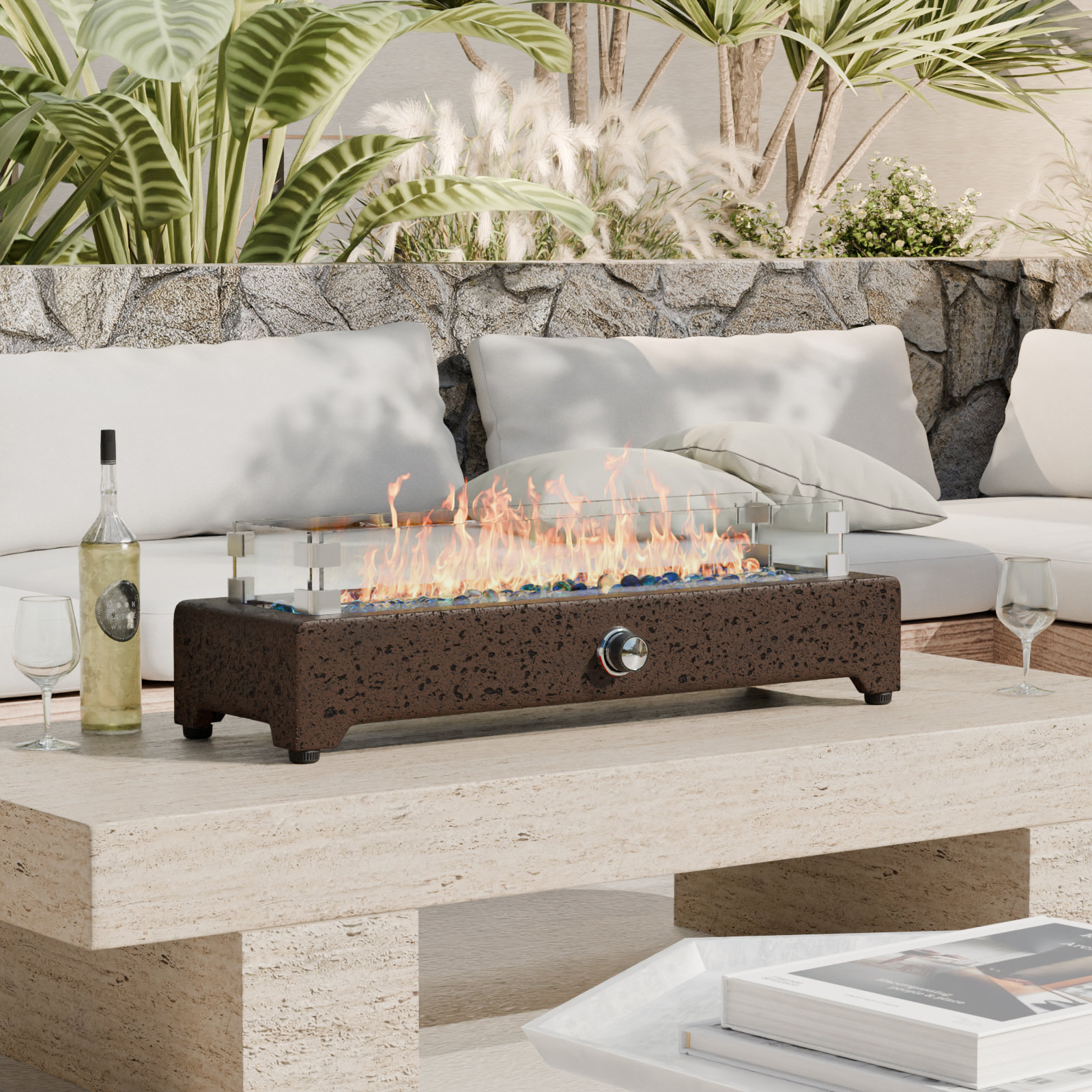 COSIEST Concrete Propane Outdoor Tabletop Fireplace & Reviews | Wayfair