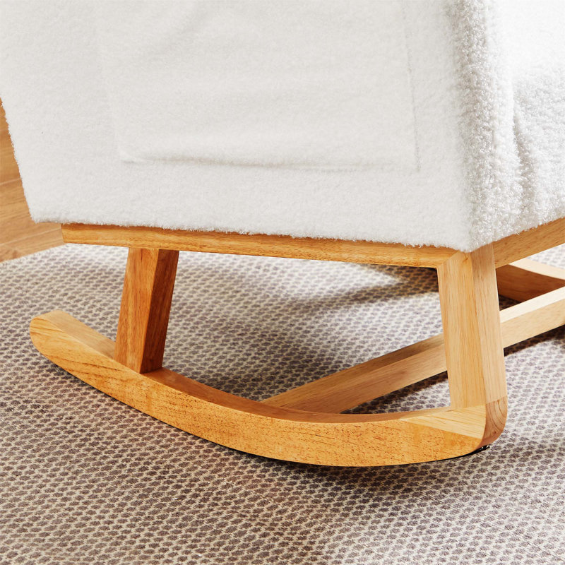 George Oliver Plush Oversized Rocking Chair with High Backrest and Side ...