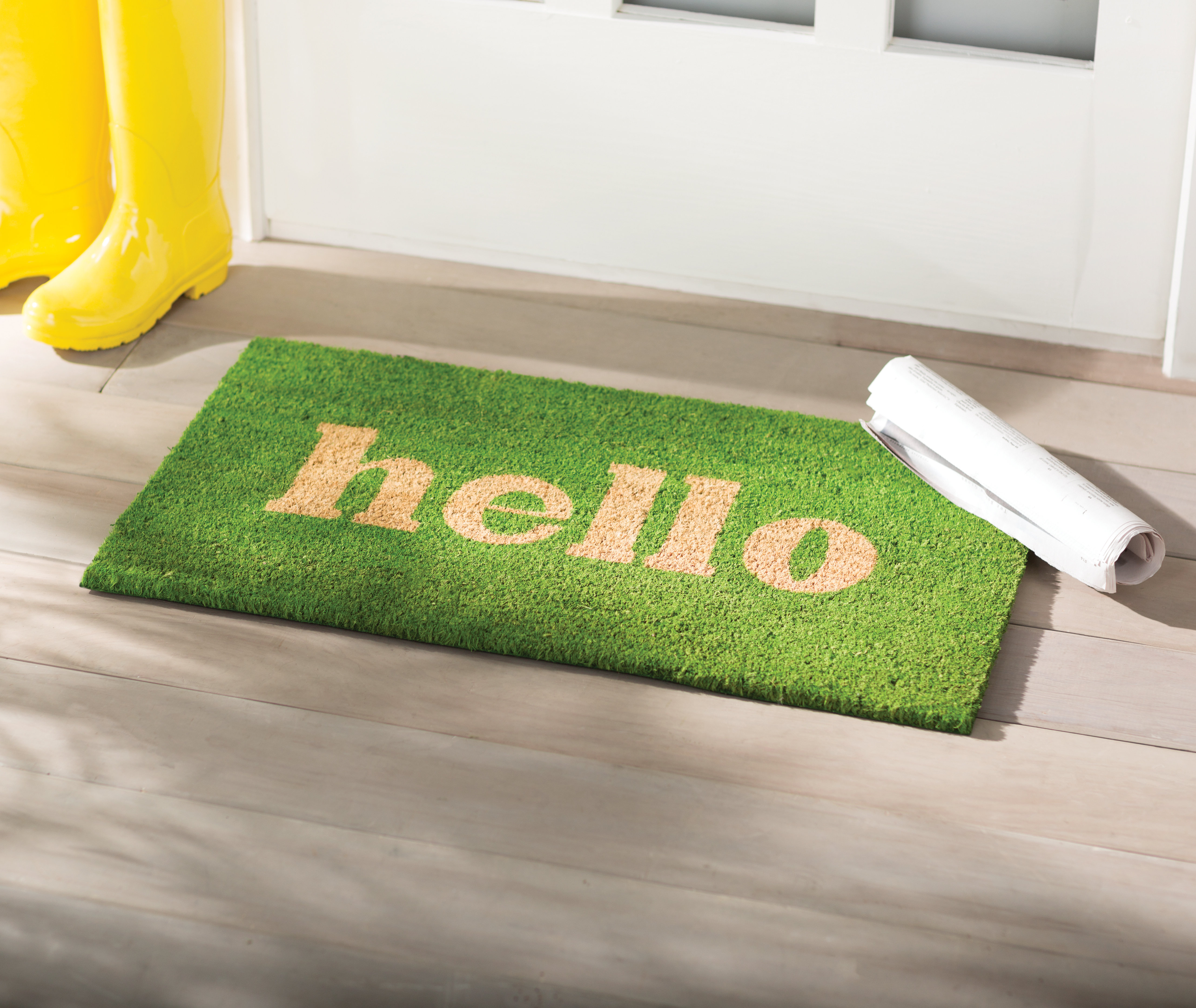 Ebern Designs Ghanem Hello 29 in. x 17 in. Non-Slip Outdoor Door Mat ...