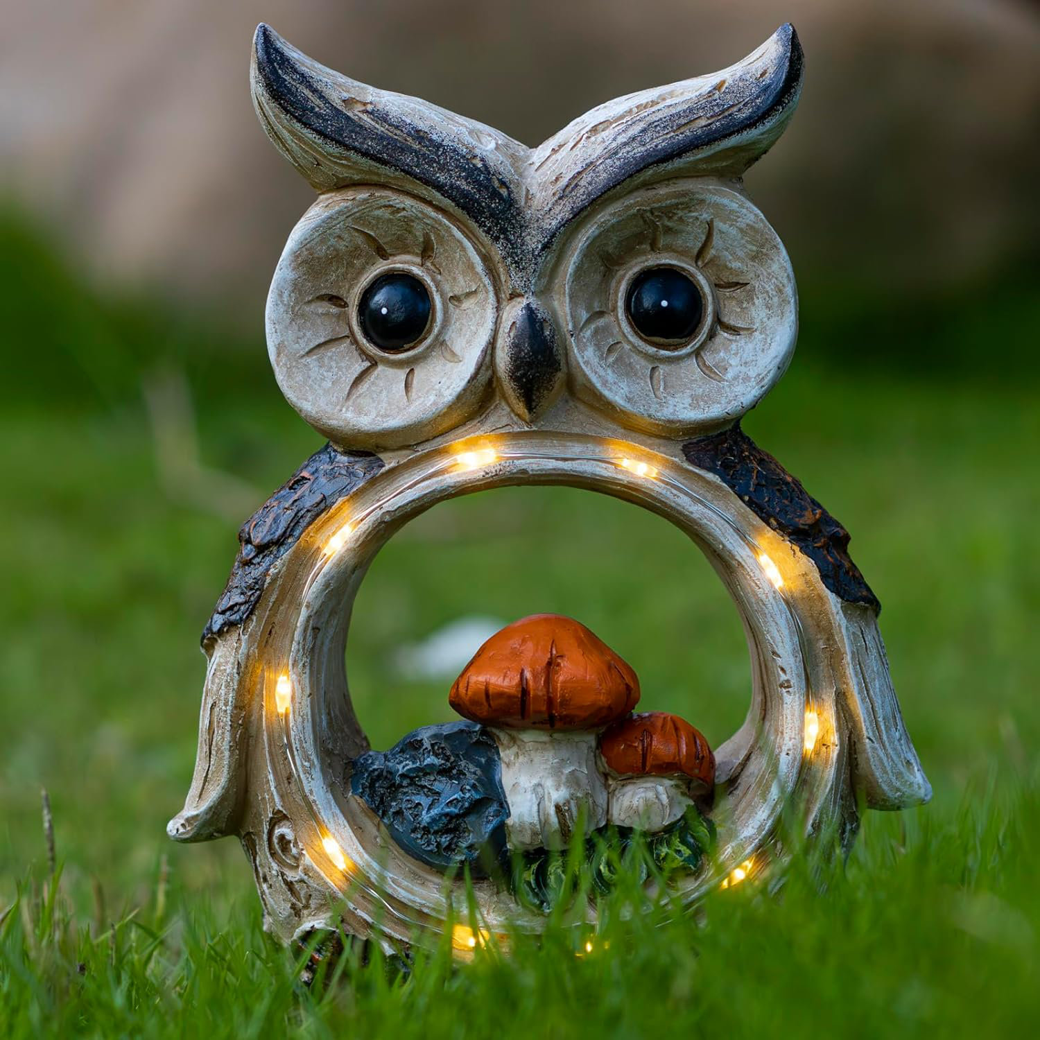 Millwood Pines Solar Garden Owl Decor Outdoor Yard Statue For Outside ...