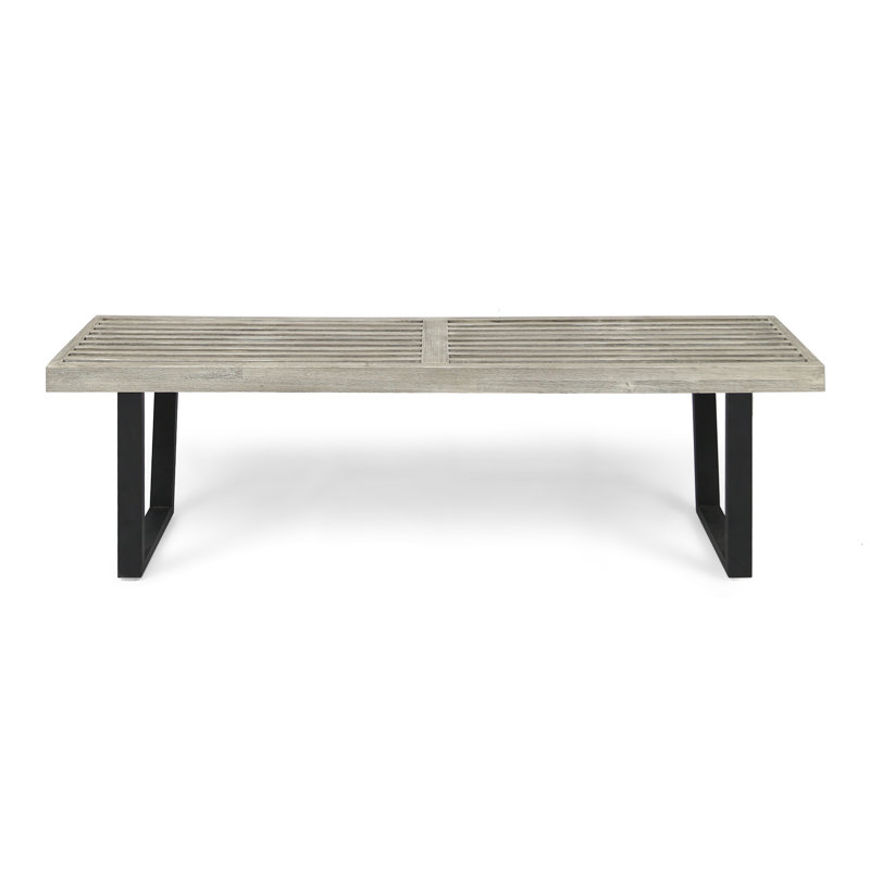 Union Rustic Yager Metal/Solid Wood Outdoor Bench & Reviews | Wayfair