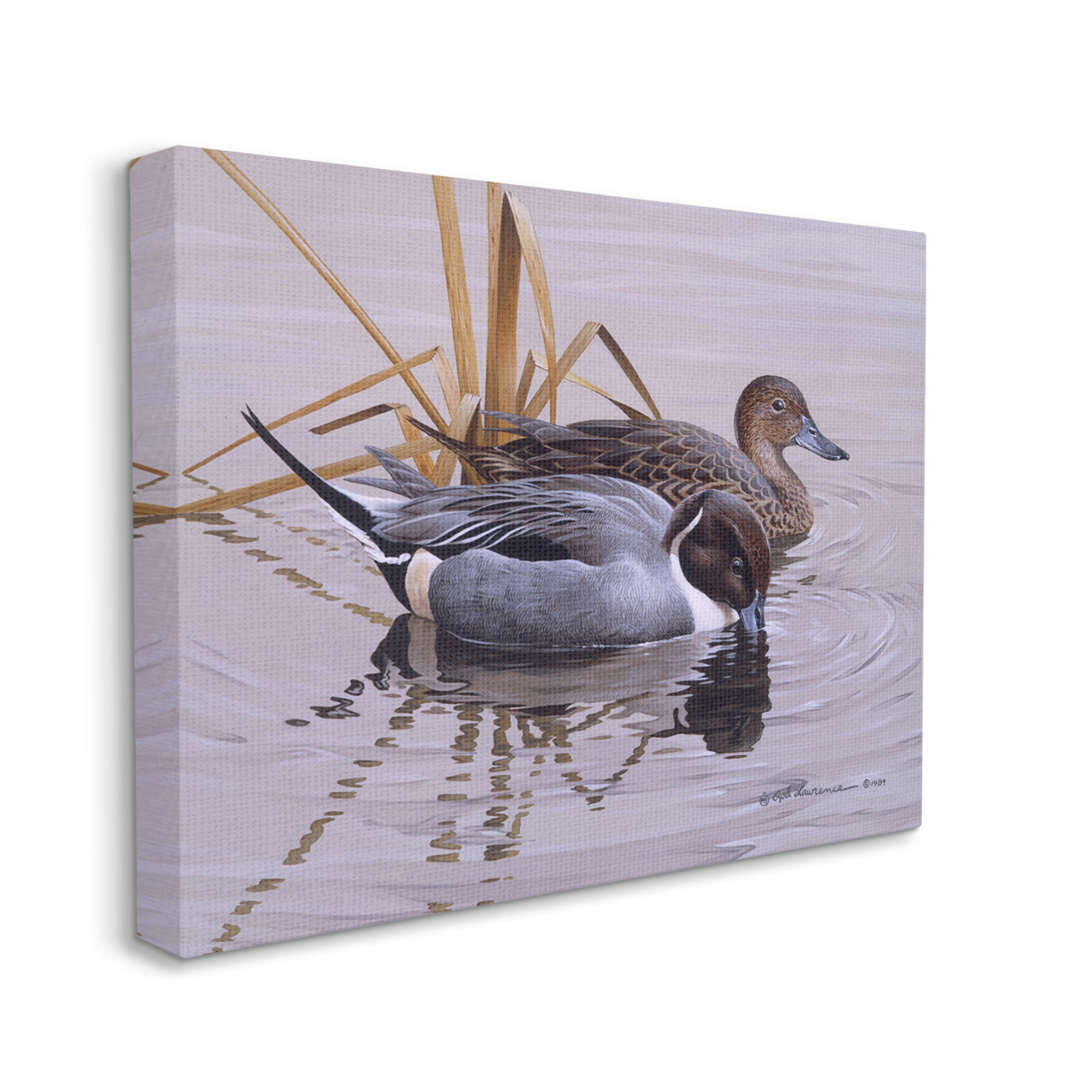 Ebern Designs Ducks with Pond Ripples by Rod Lawrence - Wrapped Canvas ...